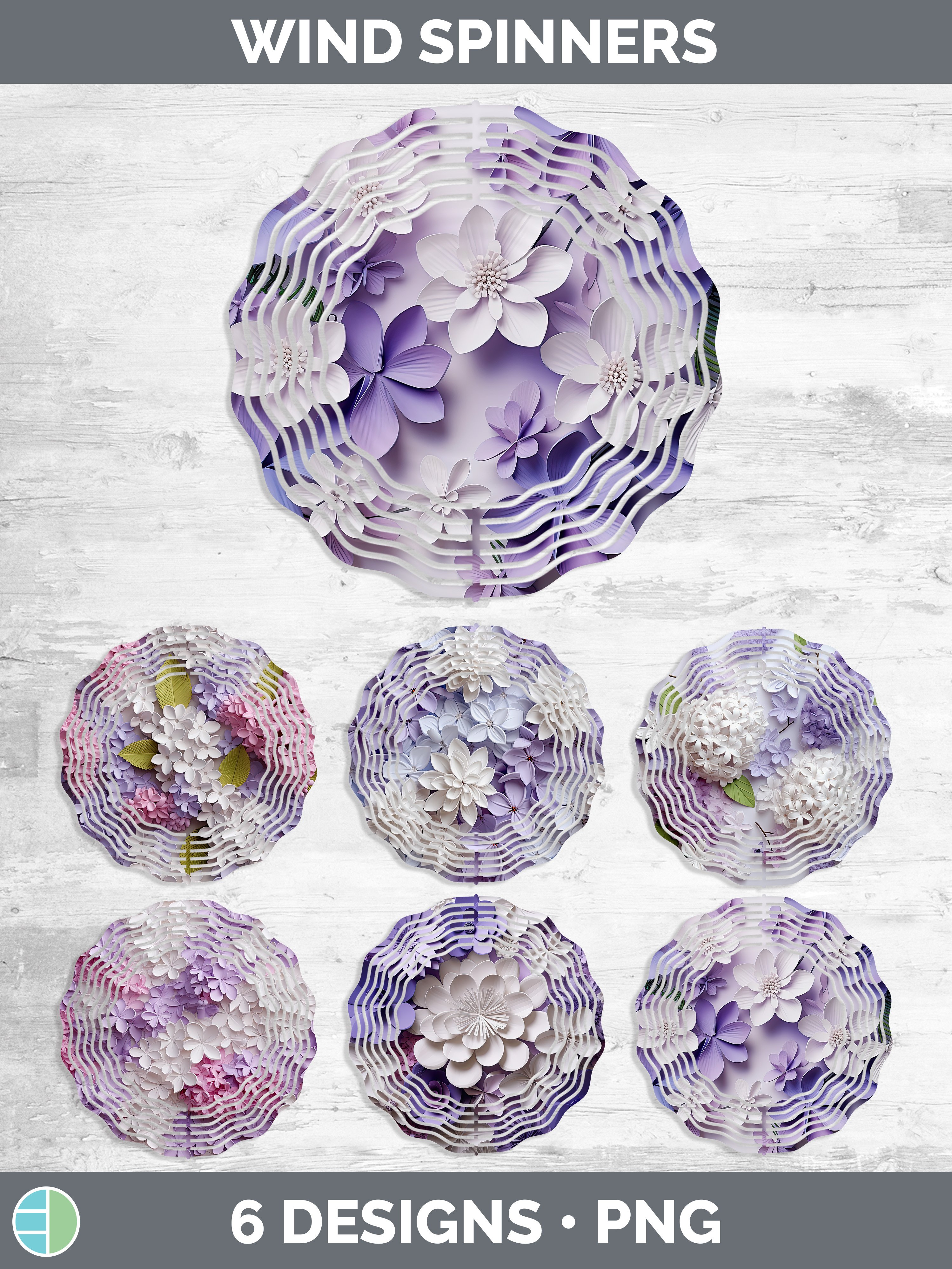 3D Paper Lilac Flowers Wind Spinner | Bundle Spinner Designs