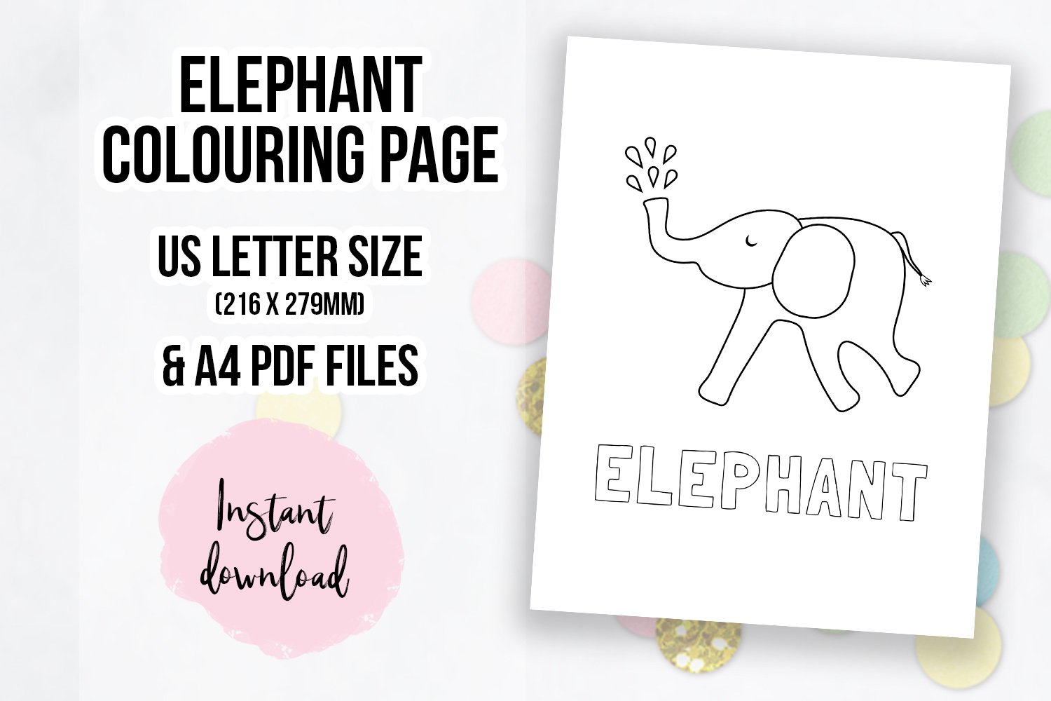 Cute Elephant Coloring Page | Colouring Book Page