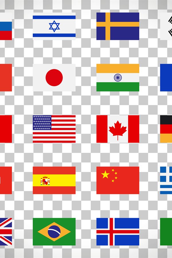 Flags icons on transparent background
