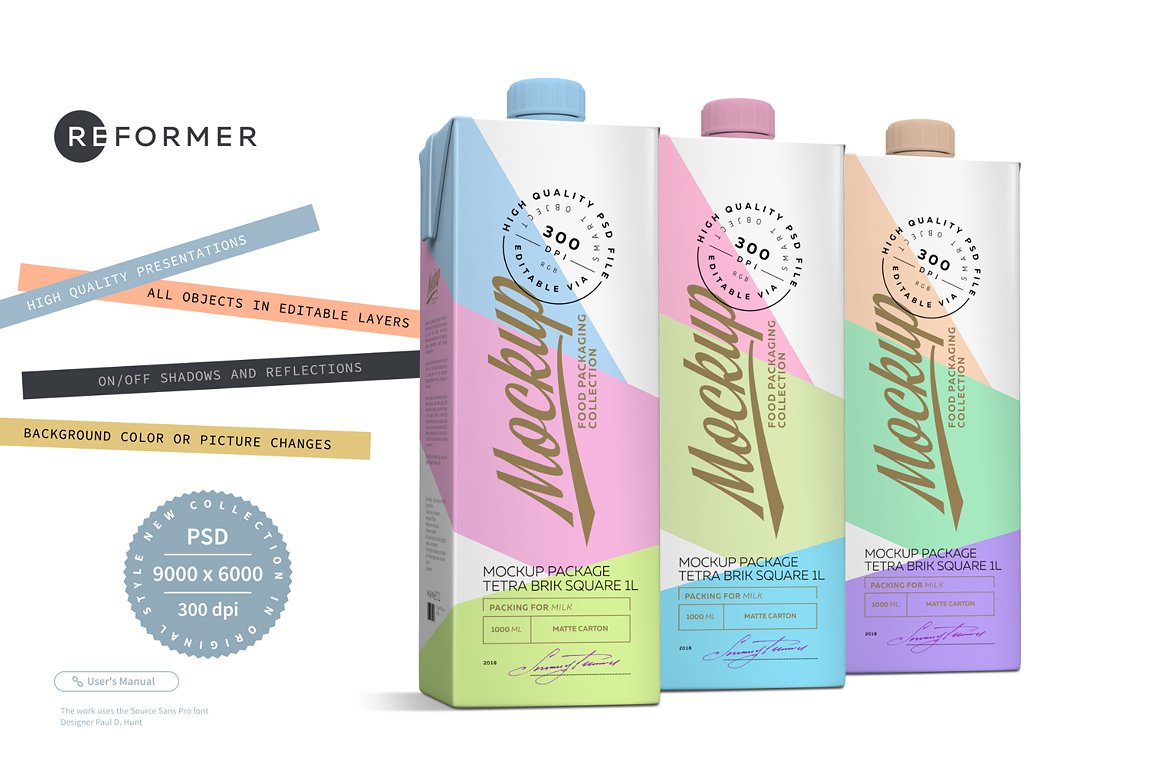 1L Milk Carton Box with Screw Cap Mockup