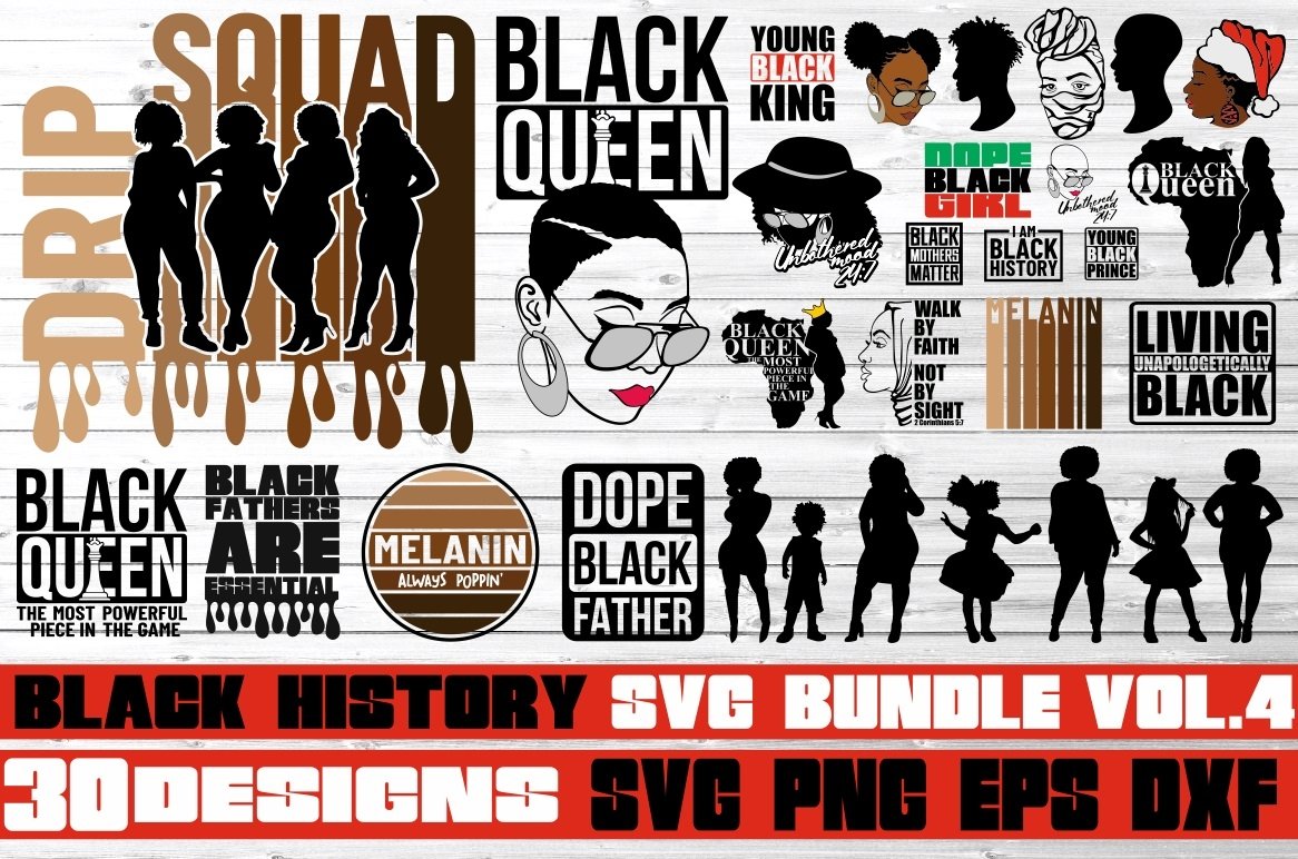 30x Black Women svg Bundle, Black History, Melanin (1199547)