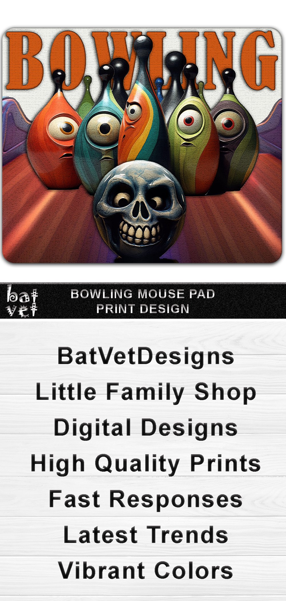 Bowling Mouse Pad Sublimation | Bowling Pin Clipart Mousepad