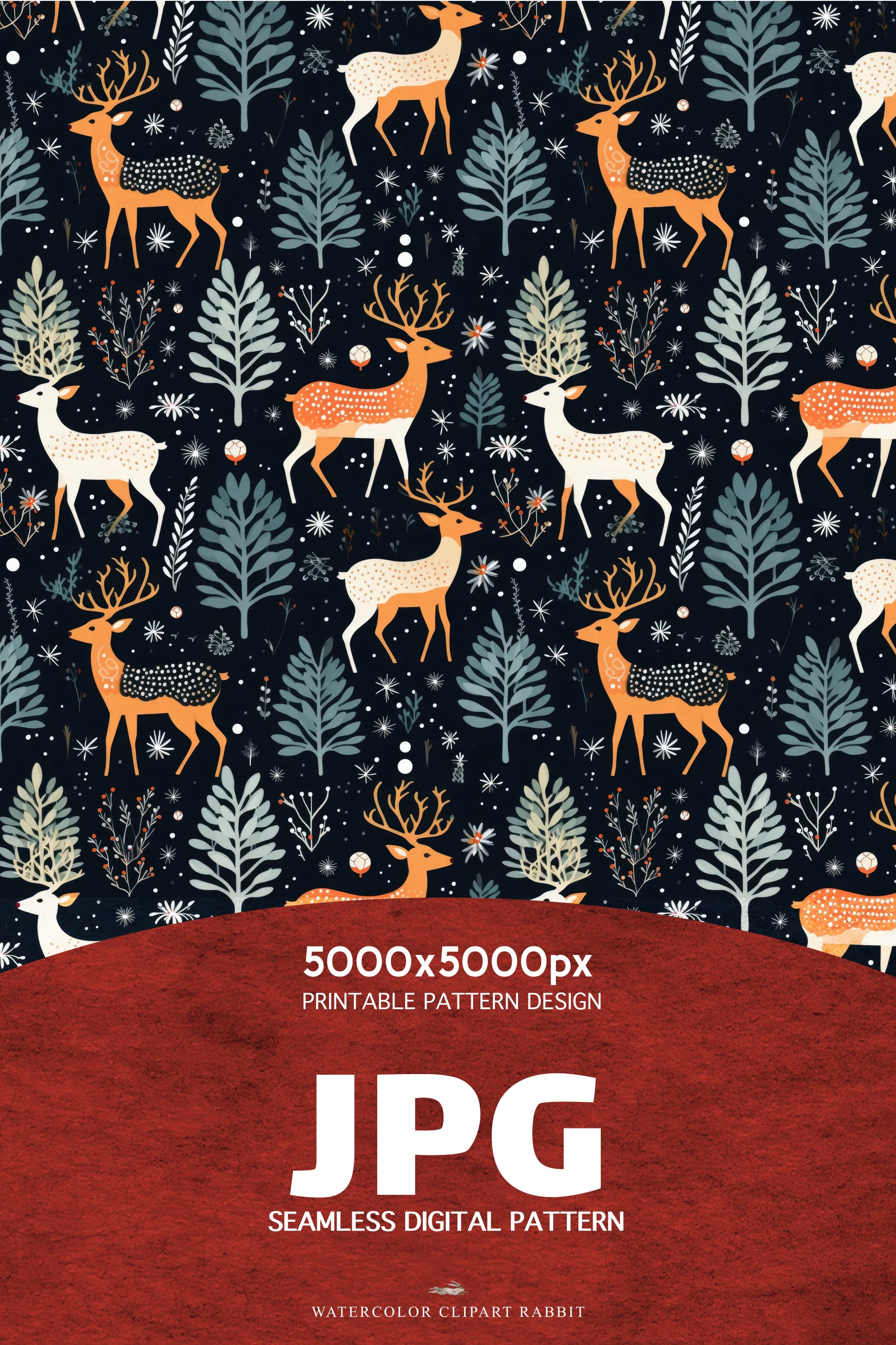 Christmas Pattern Winter Print Digital Paper JPG Santa Gift