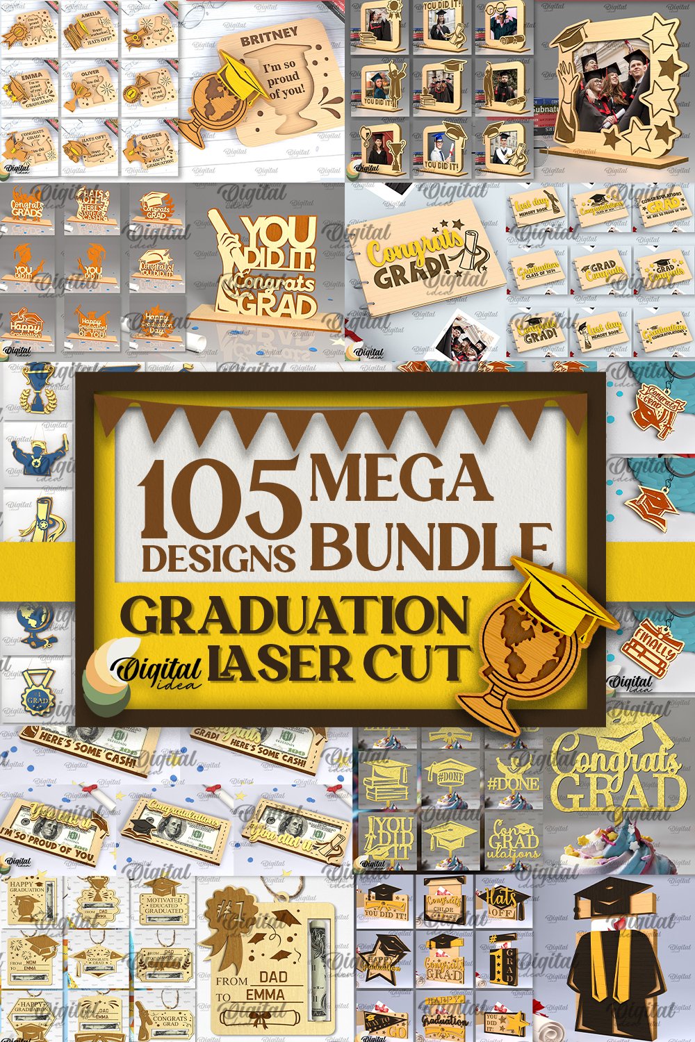 Graduation laser cut Mega bundle. 3D Happy graduation svg