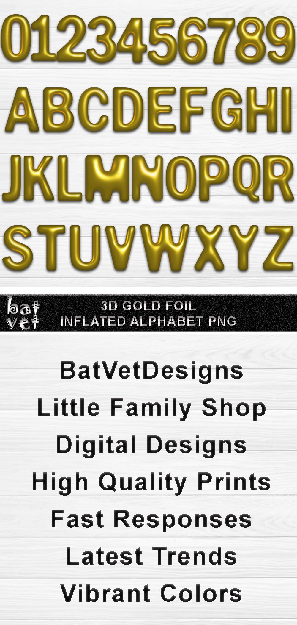 Gold Inflated Letters 3D Alphabet PNG