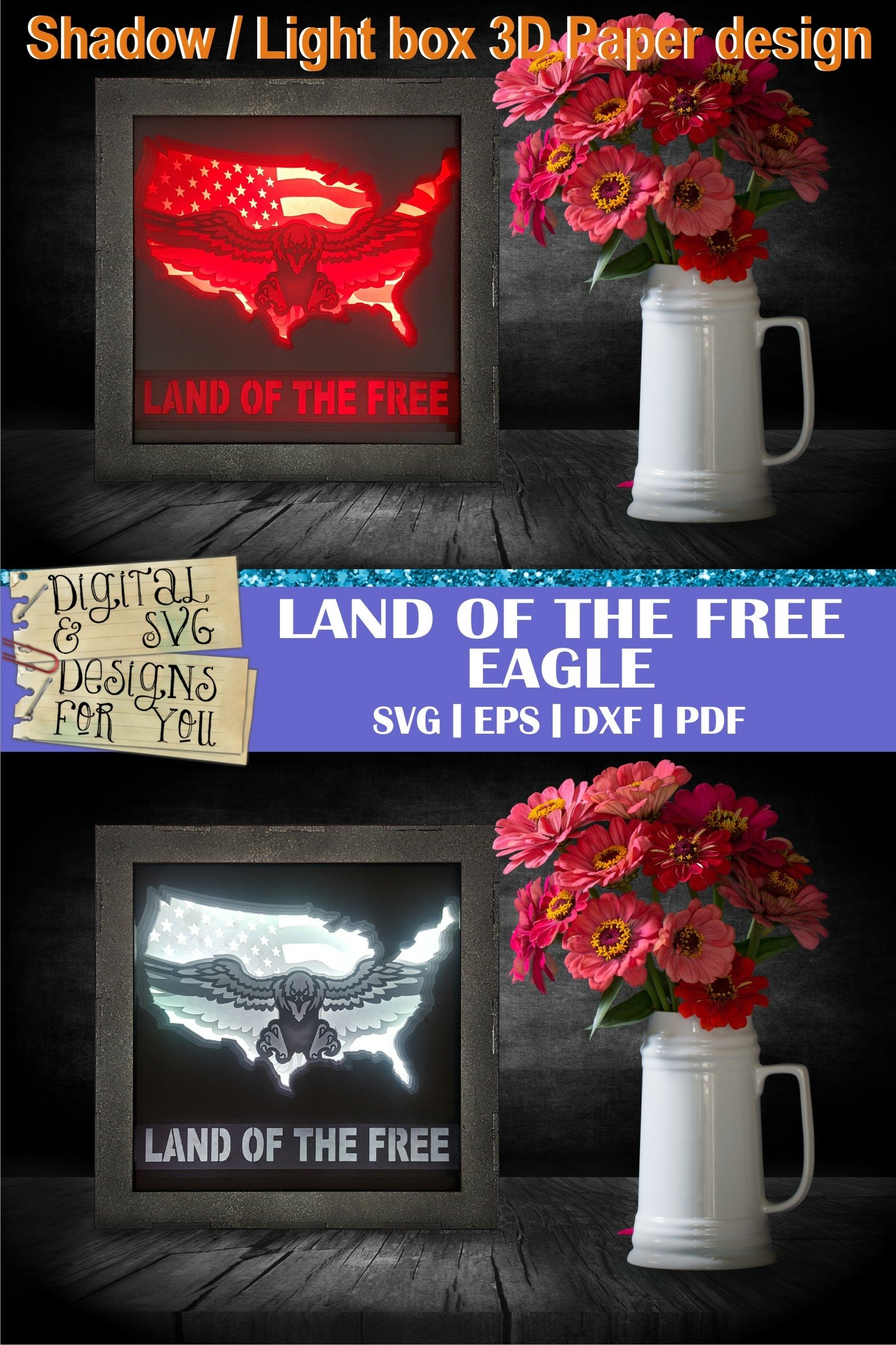 Land of the free - 3D Light box | 3d Shadow box | (1243651)