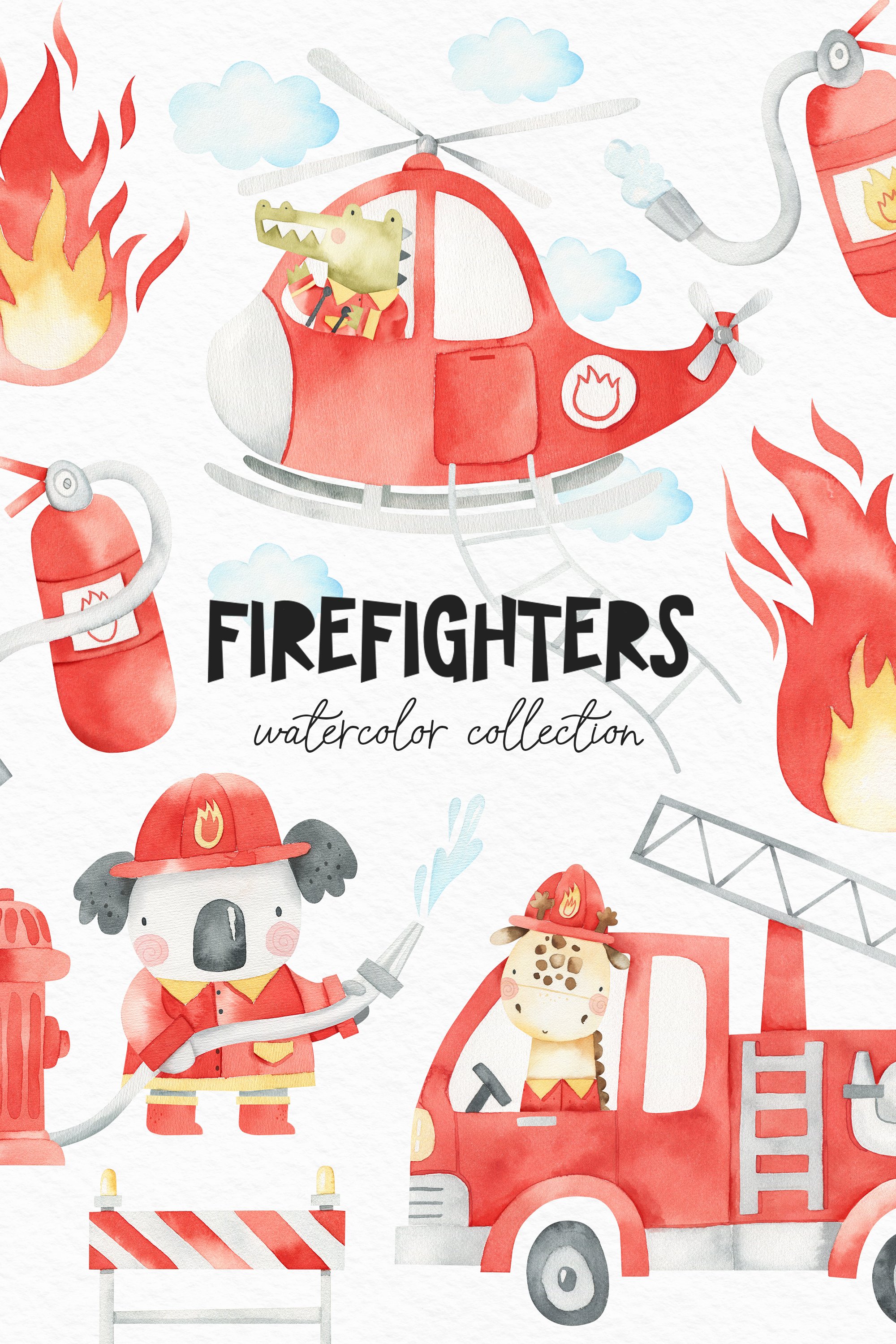 Firefighters watercolor collection