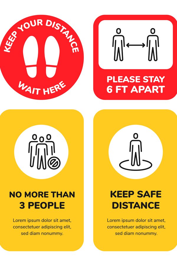Social distancing signage. Please keep distance poster for s