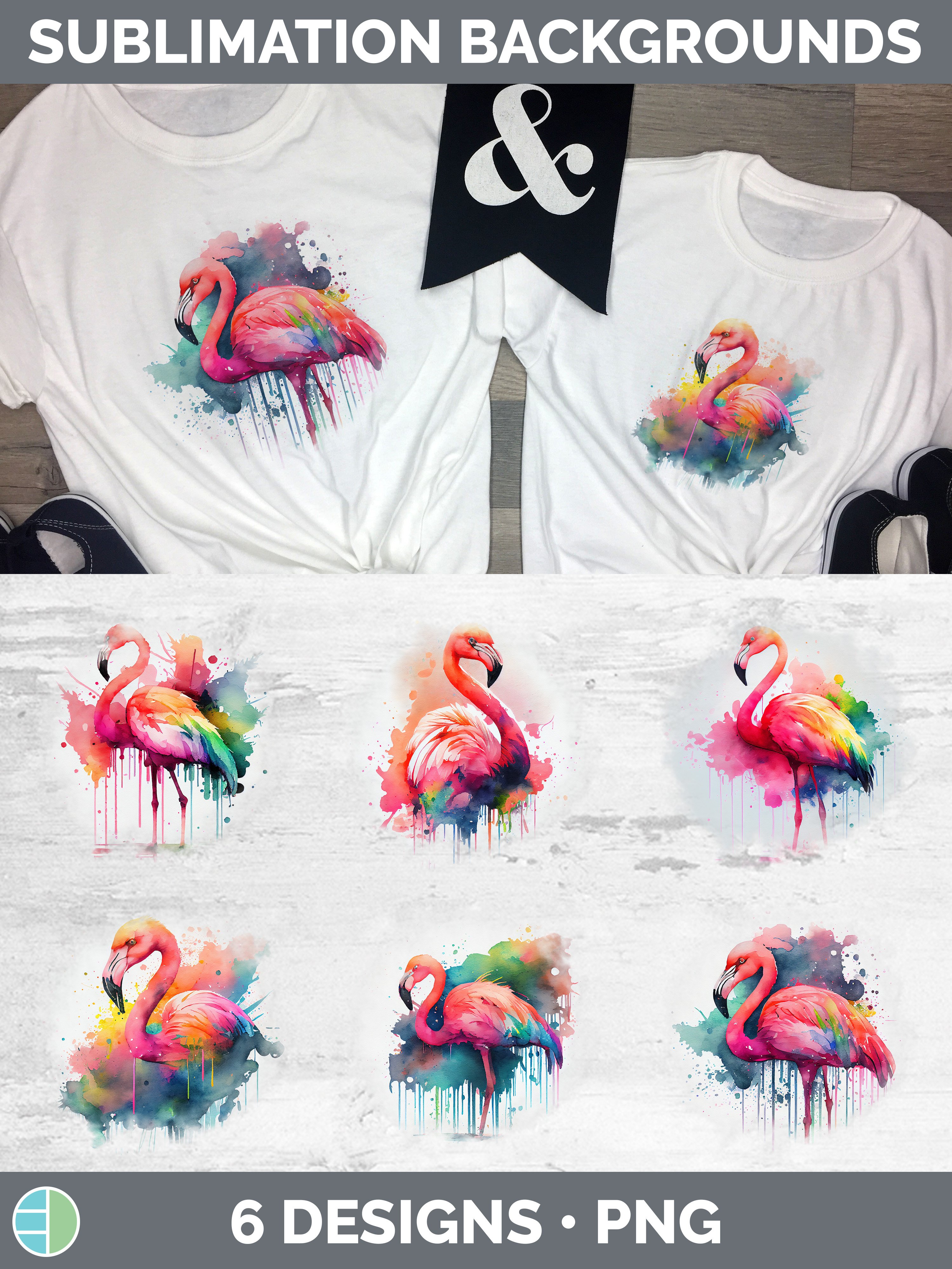 Rainbow Flamingo Background | Grunge Sublimation Backgrounds