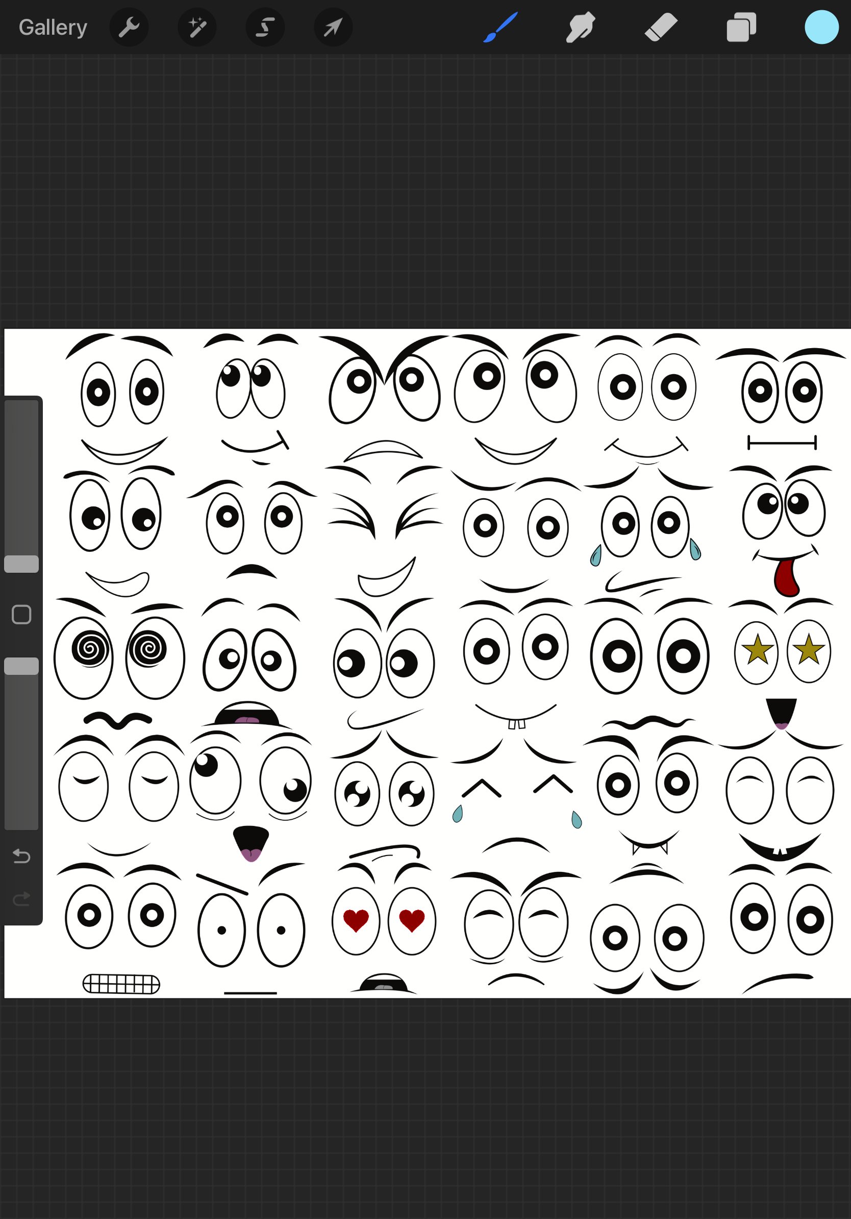 Cartoon Funny Face Procreate Brush Stamp Set 1, 30 Stamps