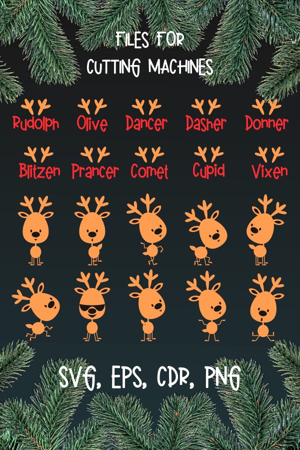 Santa's reindeers Christmas SVG bundle