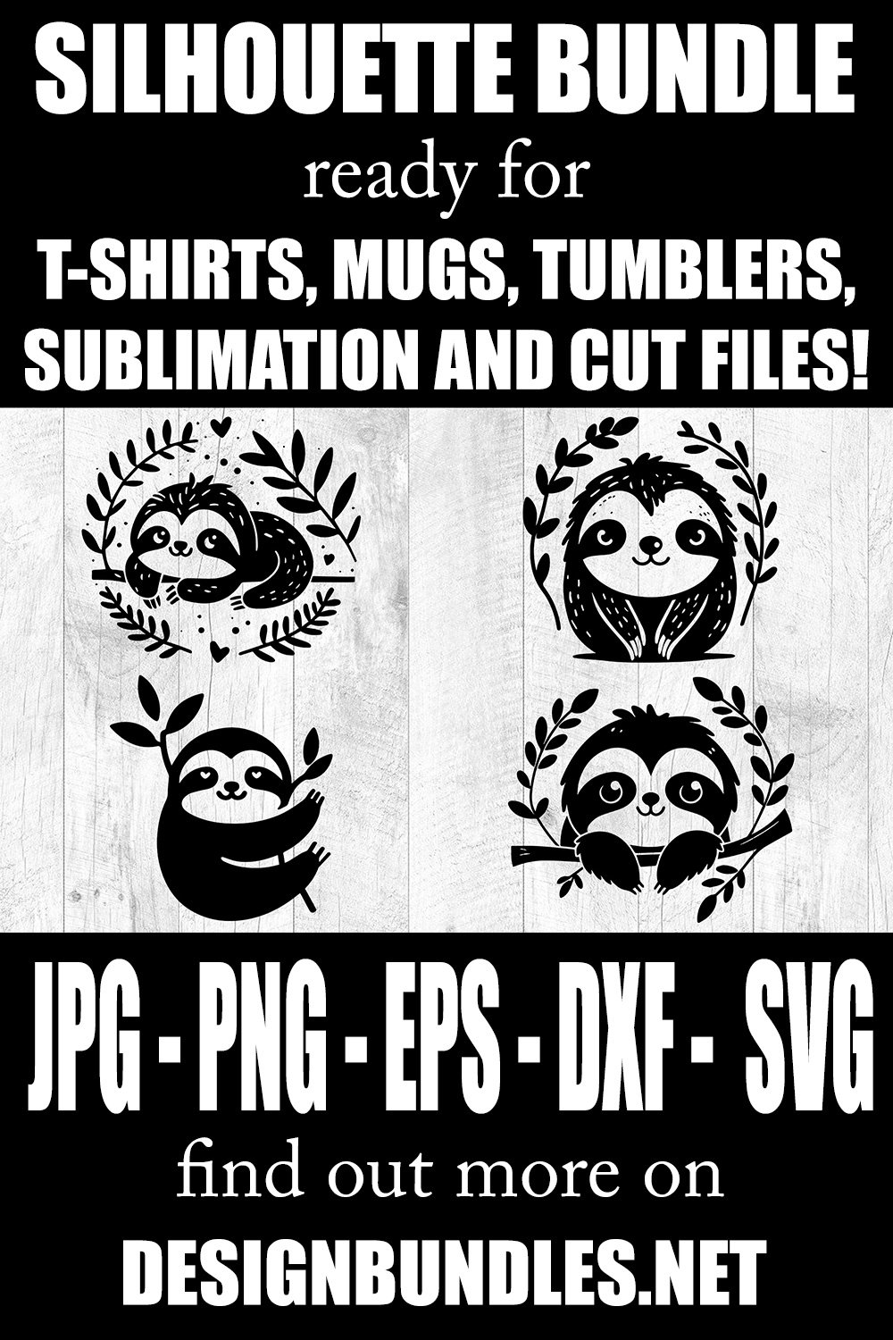 Cute Sloth Silhouettes SVG EPS PNG (2973285)