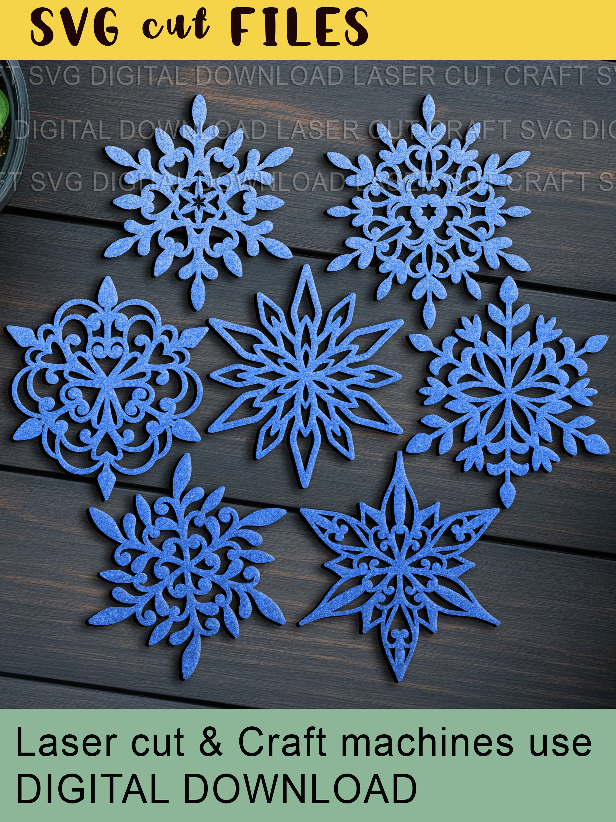 Snowflakes SVG , Laser, Craft, Cut out Files (6275584)