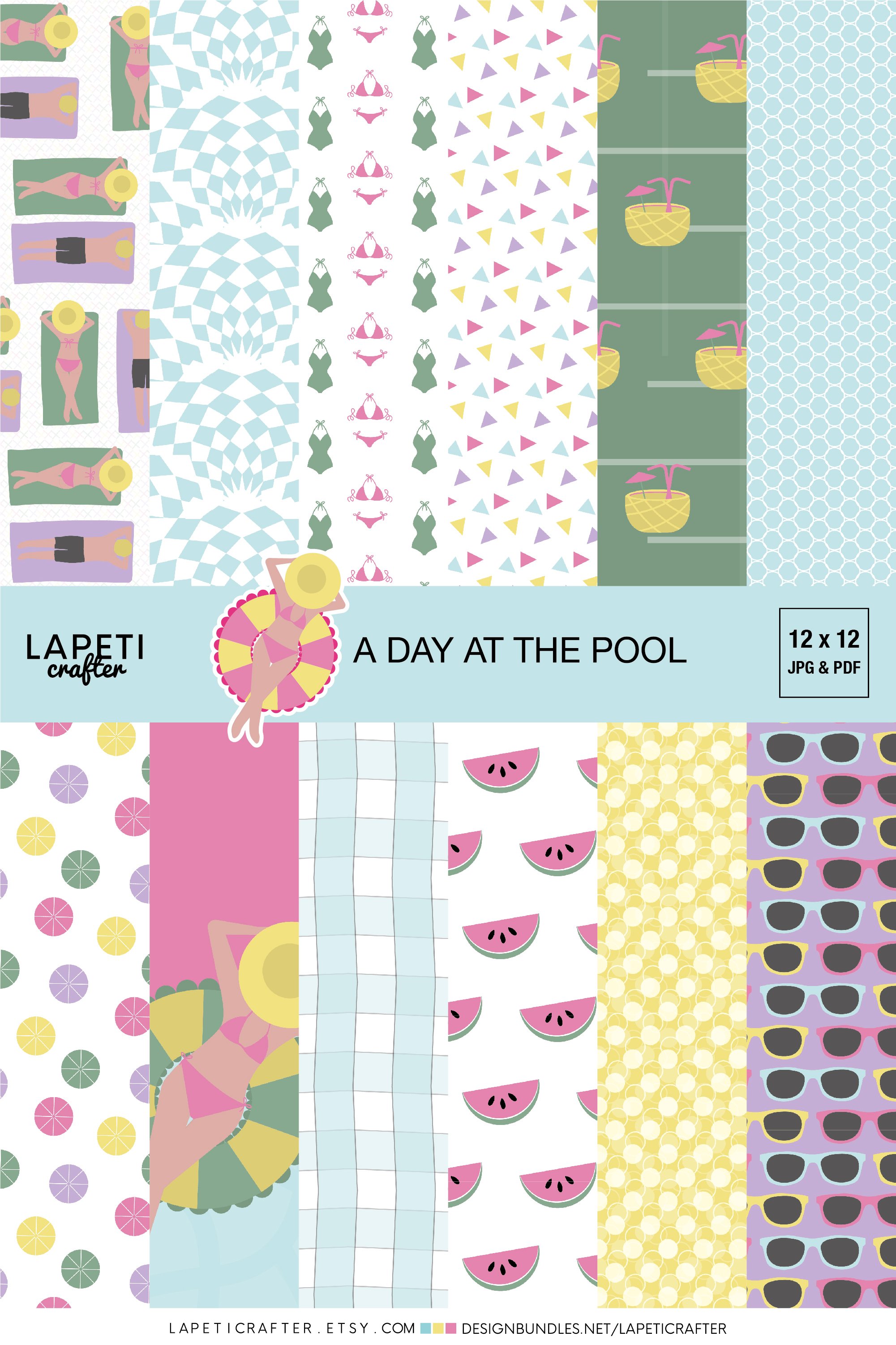 Summer digital scrapbbok papers | Scrapbook paper packs