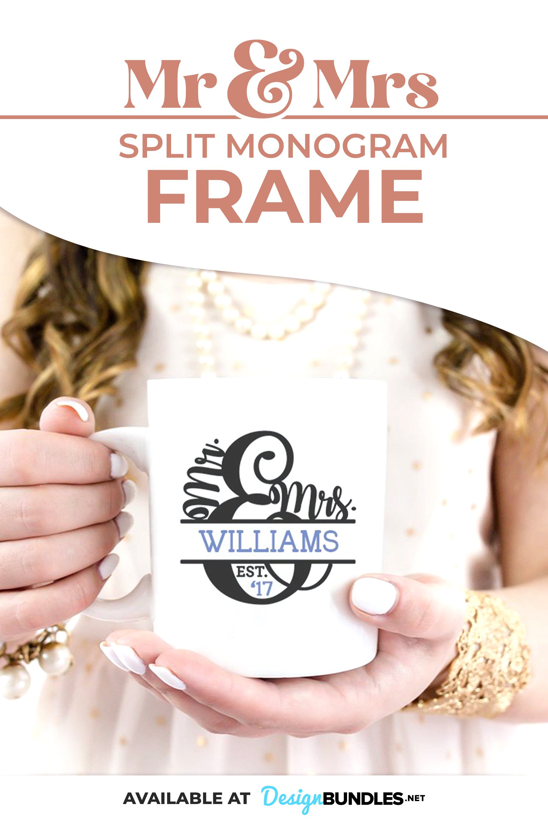 Mr. & Mrs. Split Monogram Frame SVG DXF PNG EPS (45073)