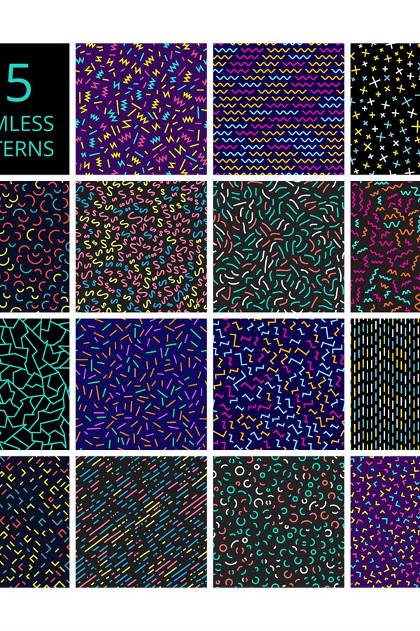Postmodern fashion memphis color seamless retro backgrounds