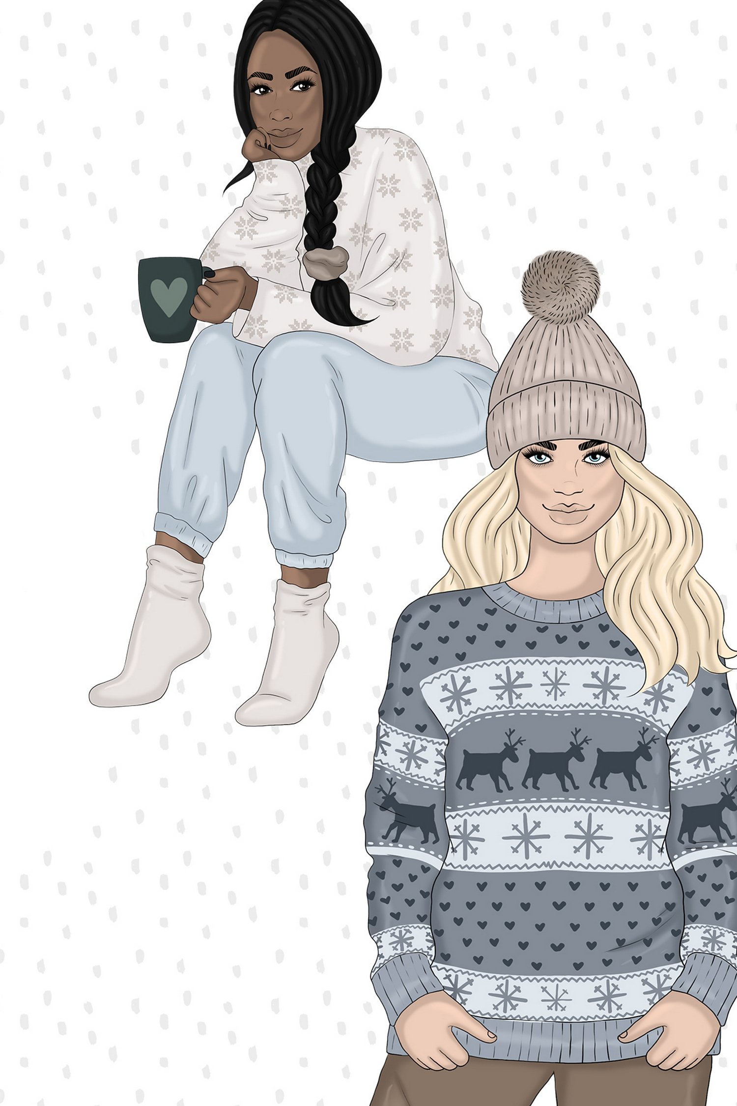 Warm Winter Girl Clipart | New Year Clipart Bundle