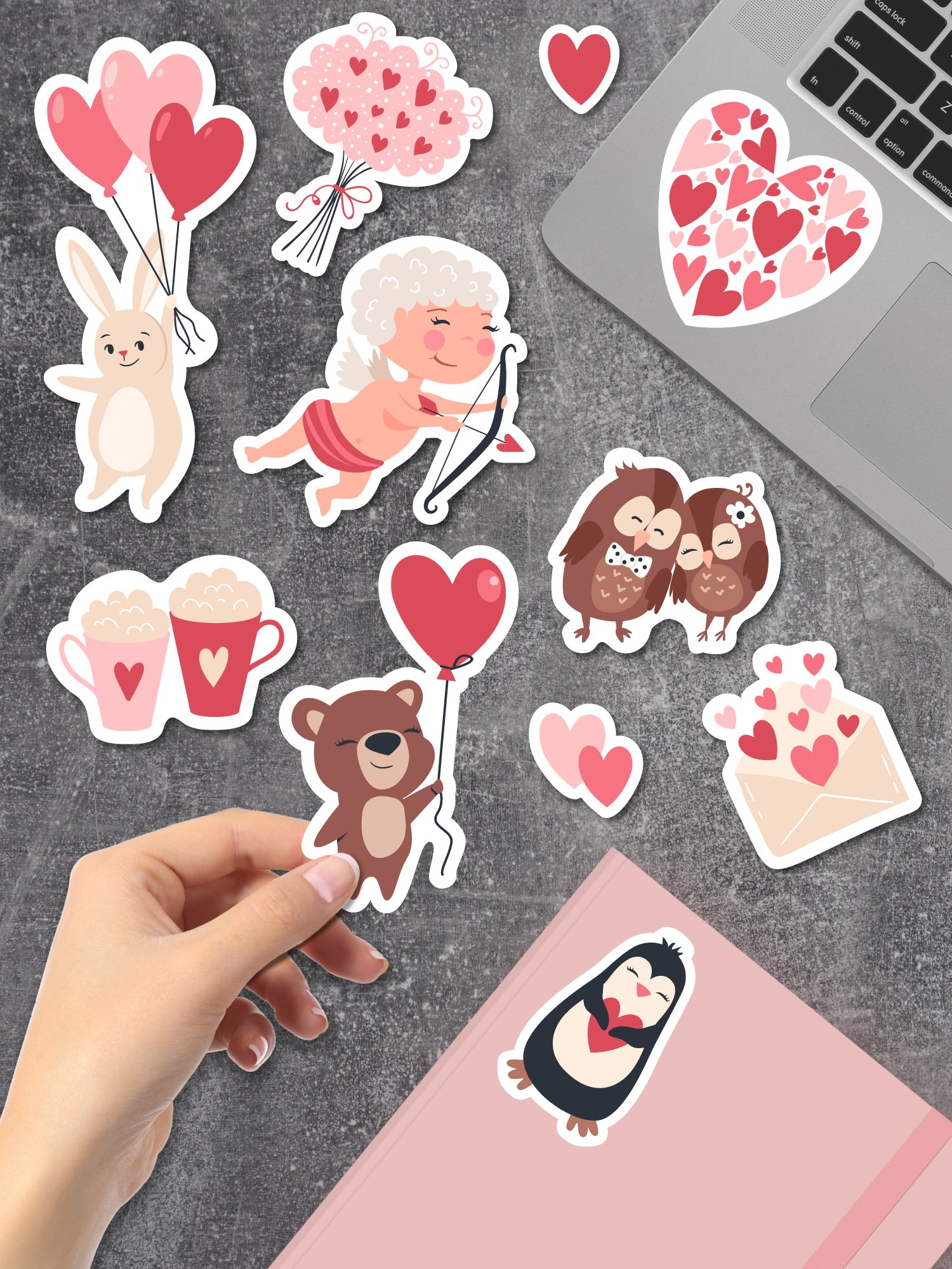 Valentines day stickers, Printable and Digital set