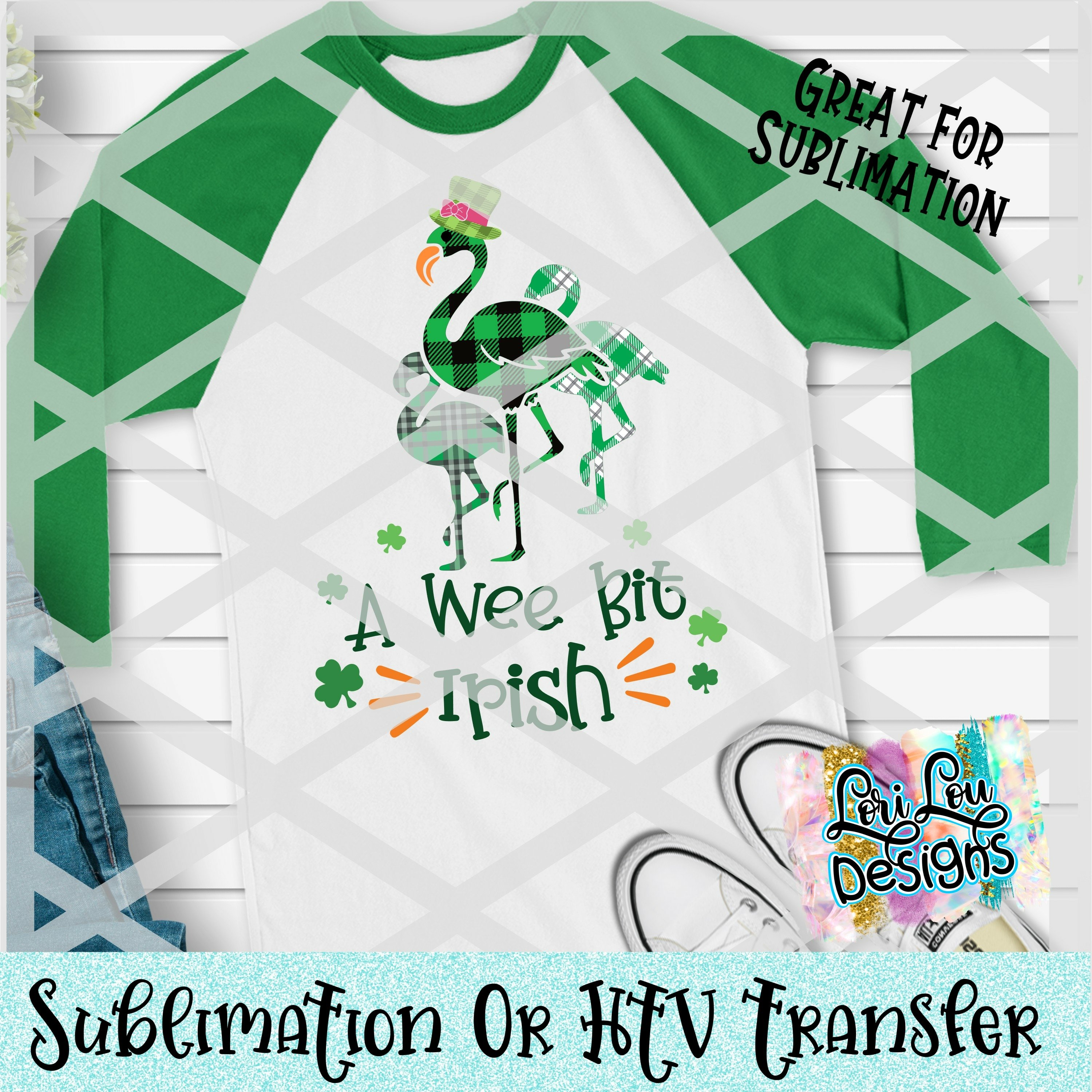 St. Patrick's Day Flamingos Sublimation PNG File