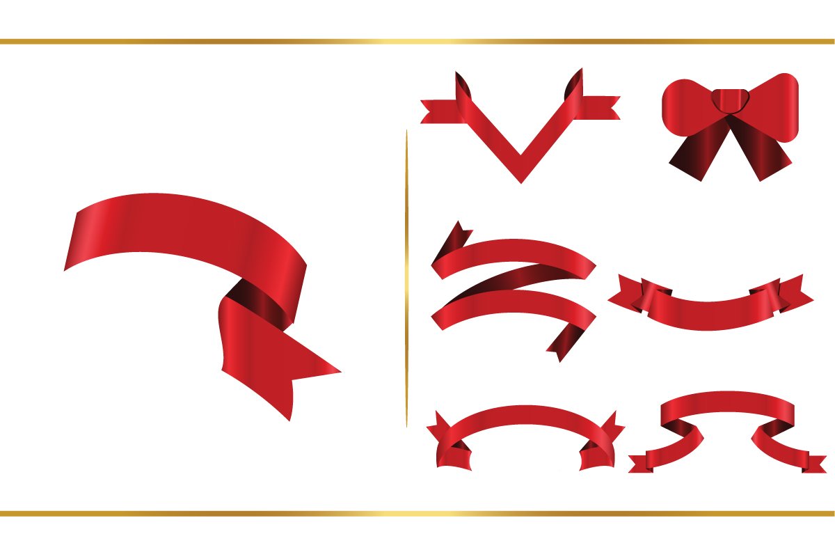 Ribbons clipart SVG bundle, Premium Red Ribbon (1031778)