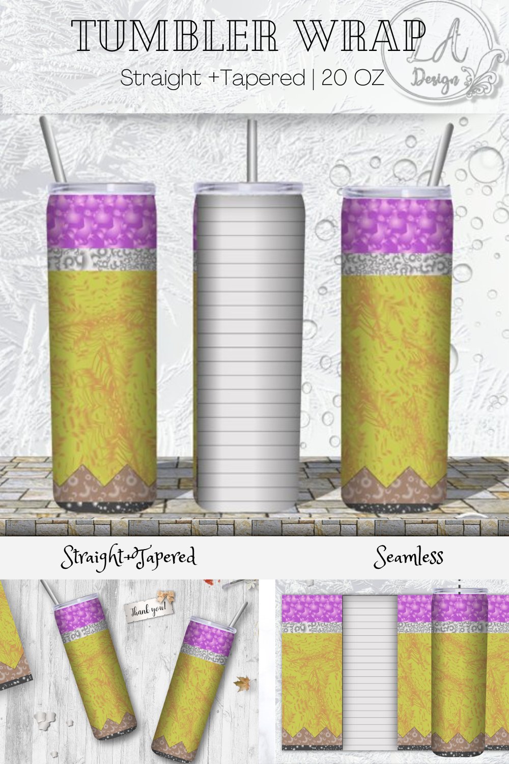Pencil Tumbler Wrap | Notebook Sheet 20 Oz Skinny Tumbler