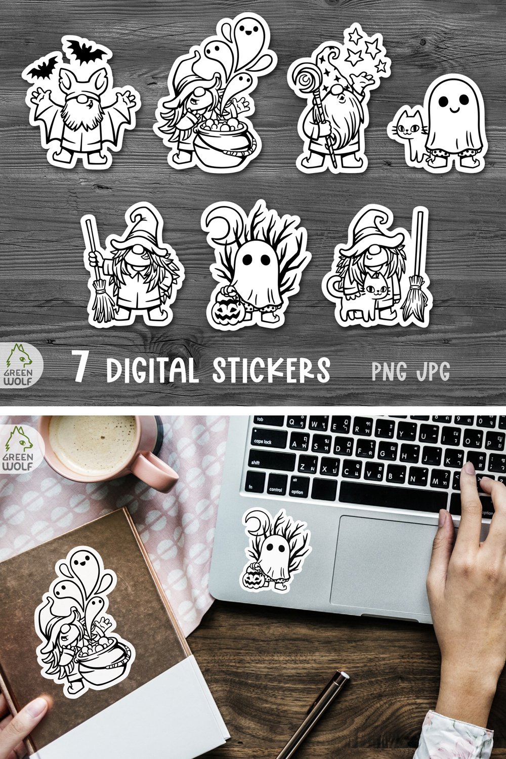 Printable halloween stickers Halloween sticker bundle Witch