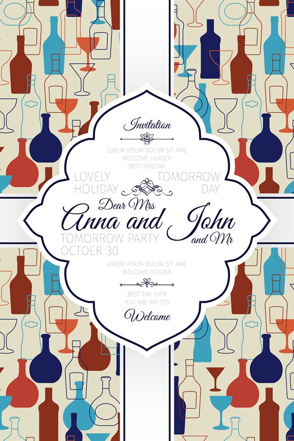 Invitation card with bar colorful background