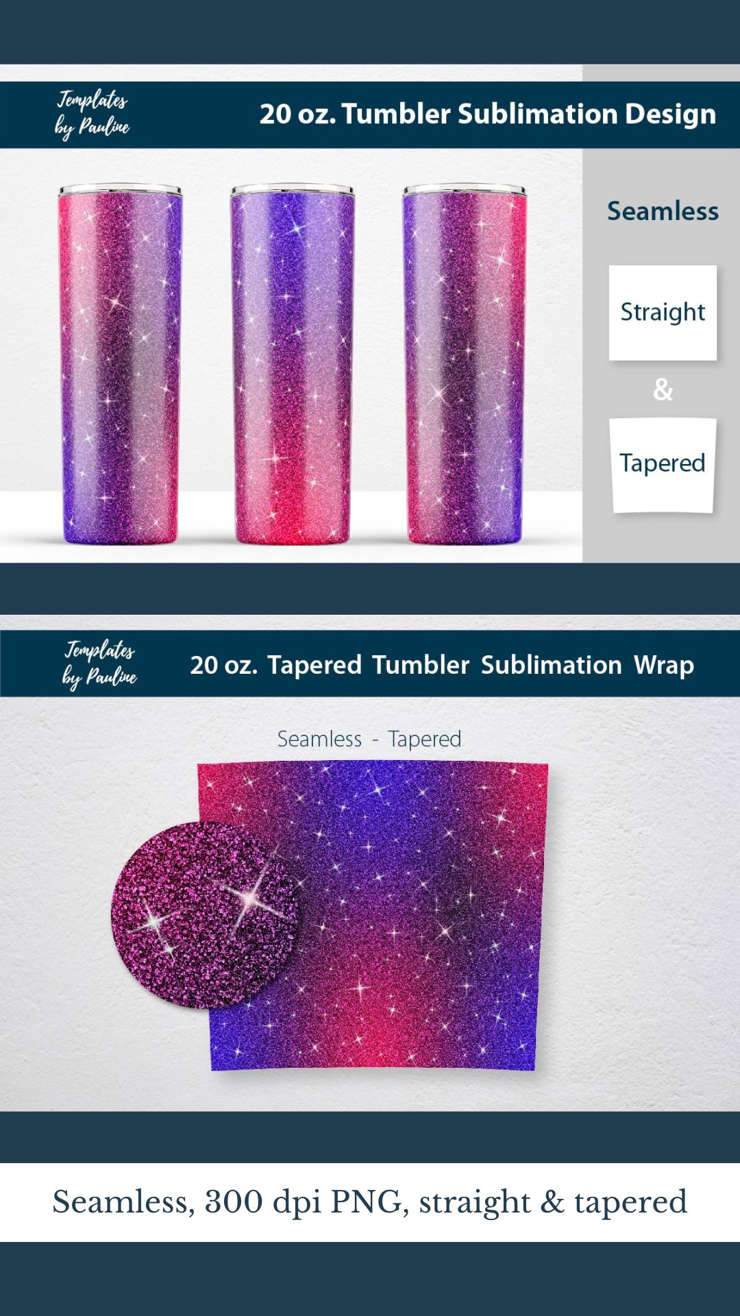 Blue Pink Seamless 20 oz. Tumbler Sublimation Wrap