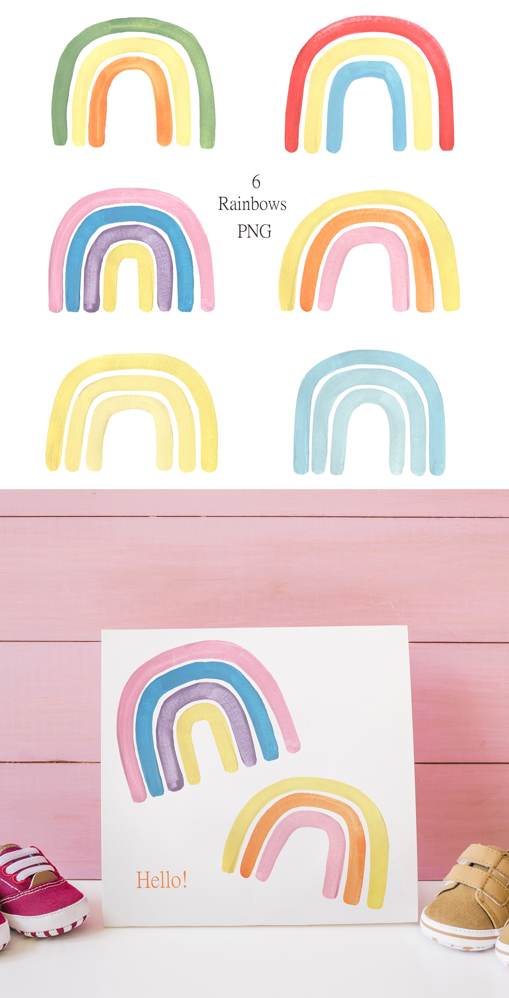 Bright Rainbows Clipart Set