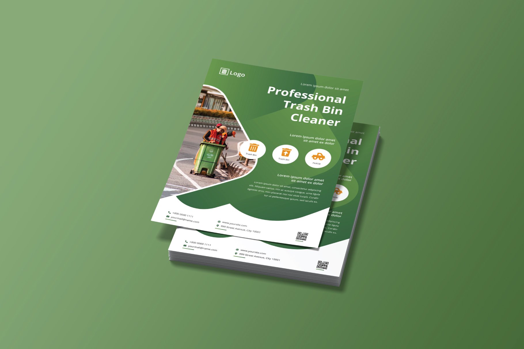 Professional Trash Bin Cleaner Flyer Template