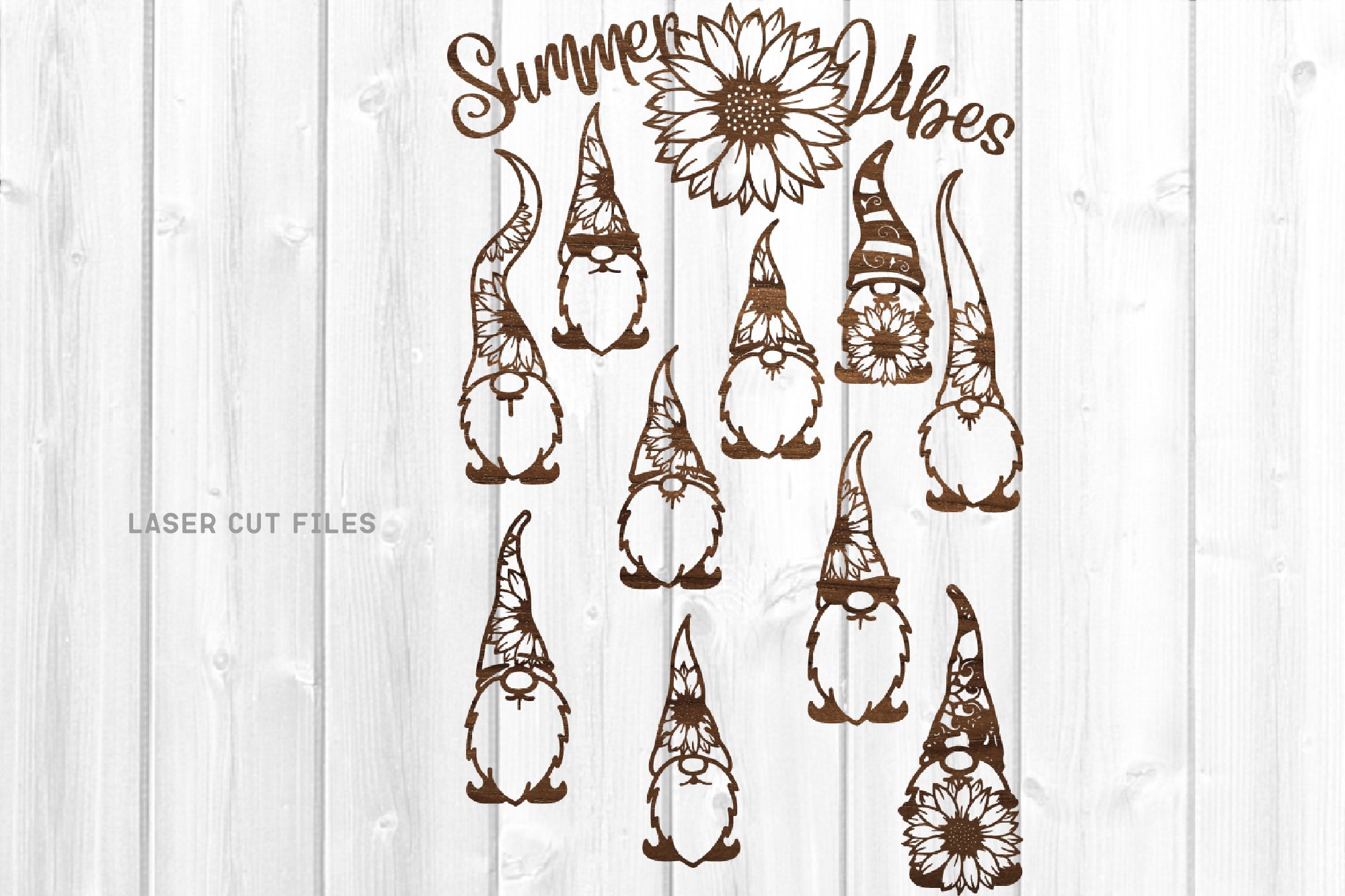 Sunflower Gnome SVG Bundle | Summer Vibes Laser Cut Files