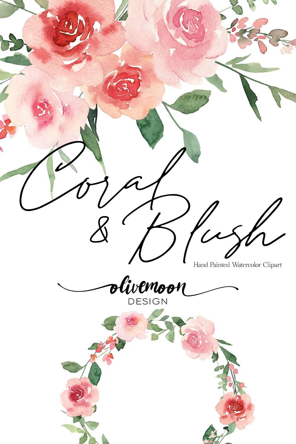 Blush Peach Watercolor Floral Clipart Flowers Coral Pink PNG