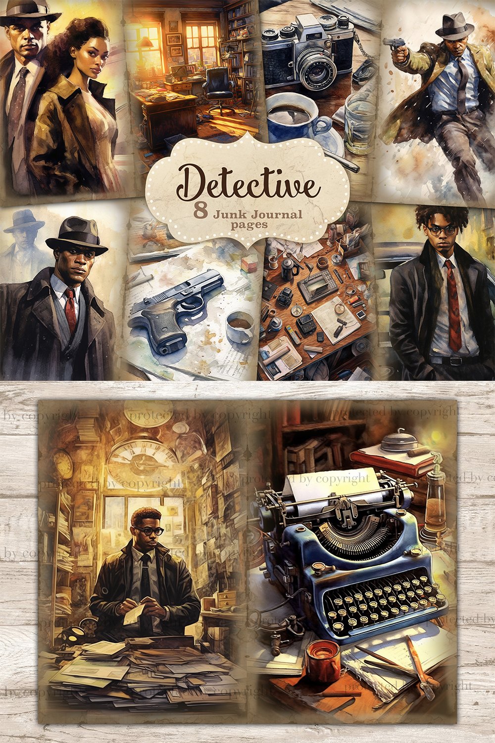 Detective Junk Journal Kit | True Crime Collage Sheets