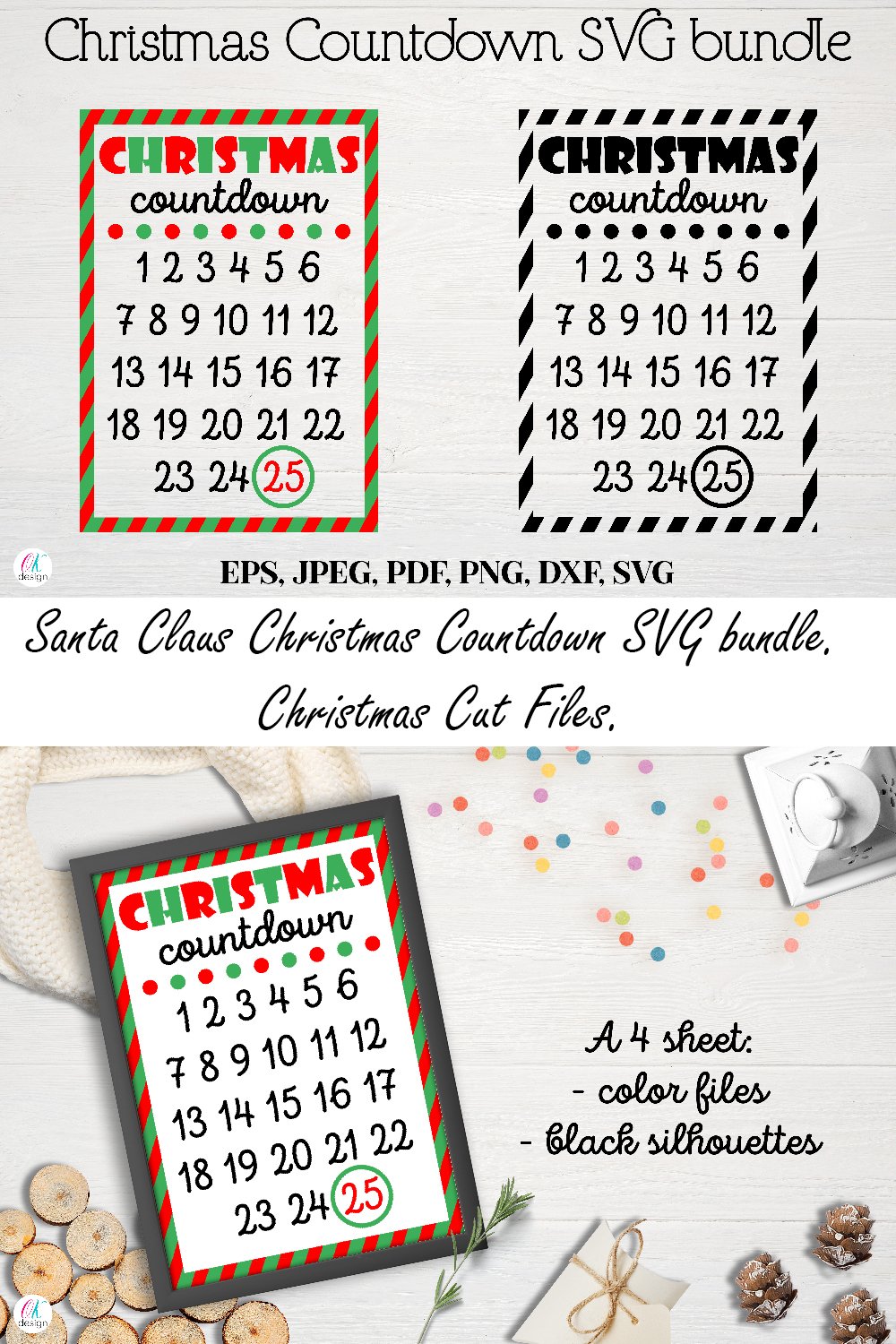 Santa Claus Christmas Countdown SVG bundle.