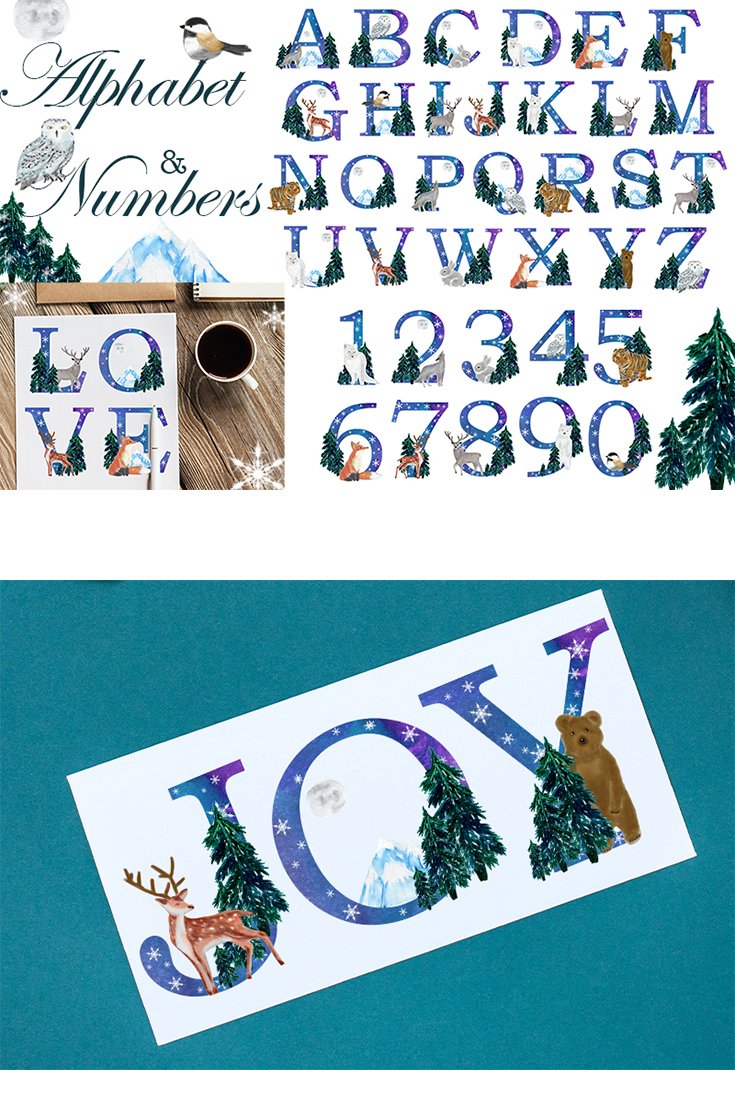 Alphabet. Christmas, Ornament. Numbers. Winter Alphabet png,