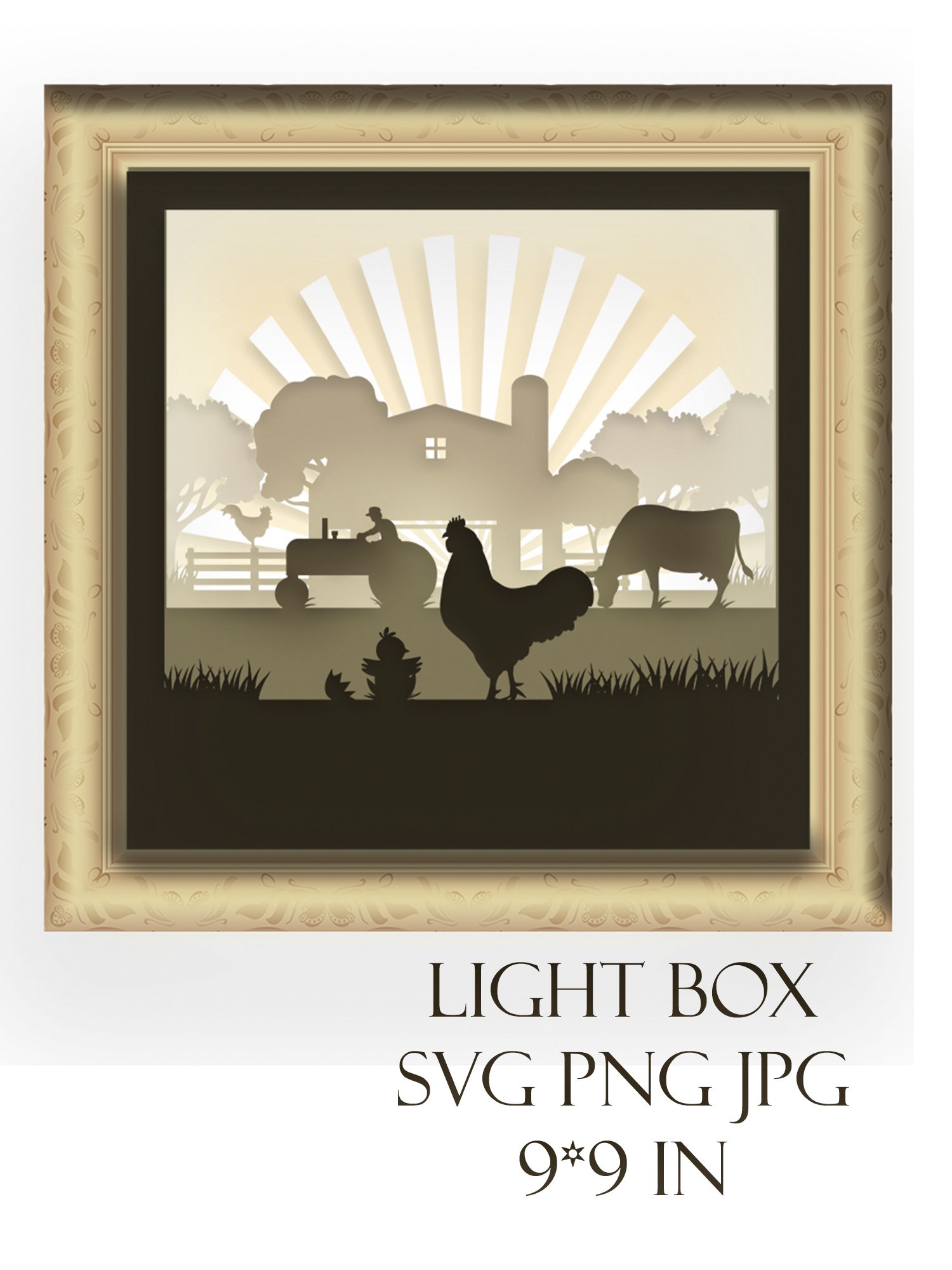 light Box SVG, Shadow Box, Farm