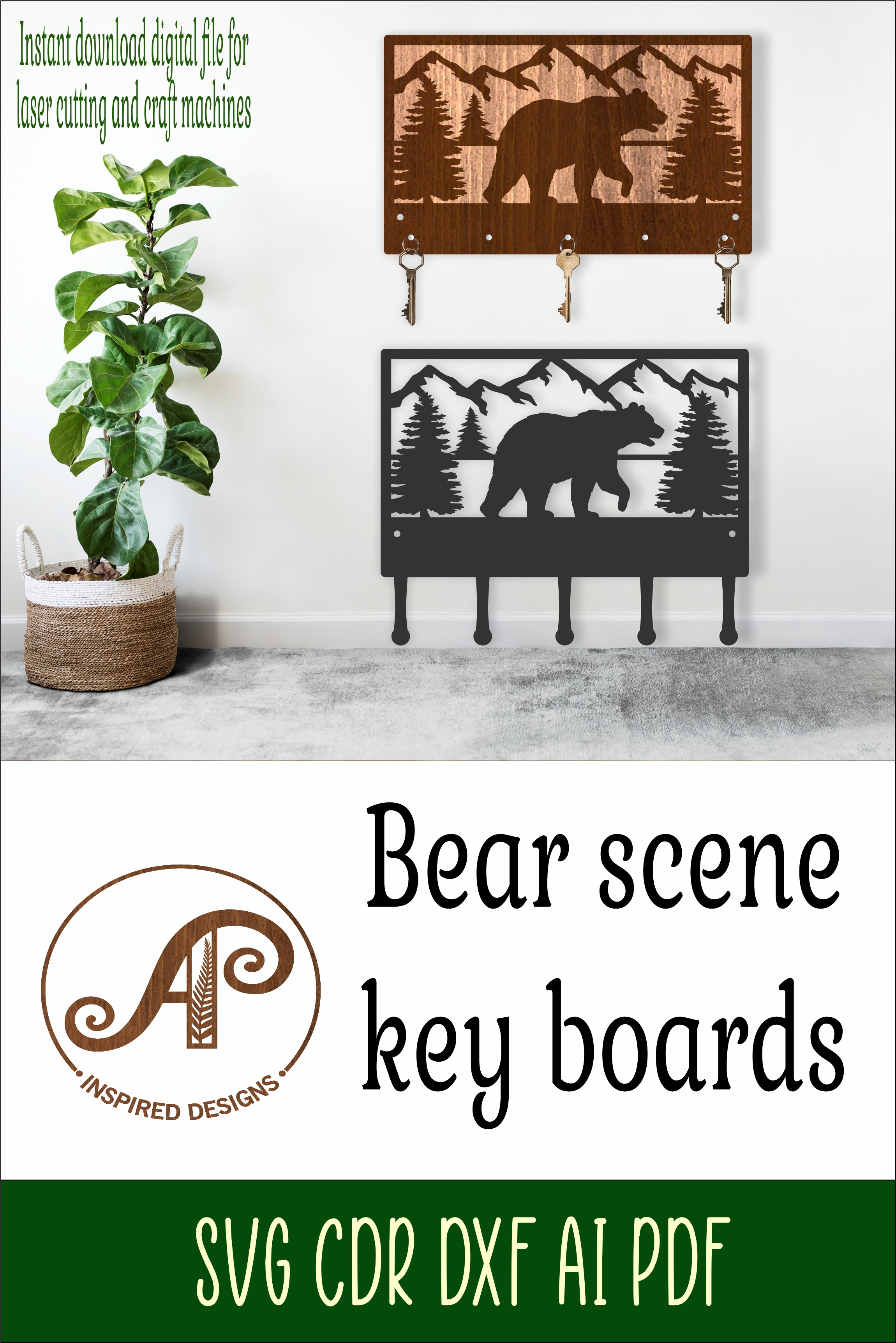 Bear Key holder designs for wood and metal cutting
