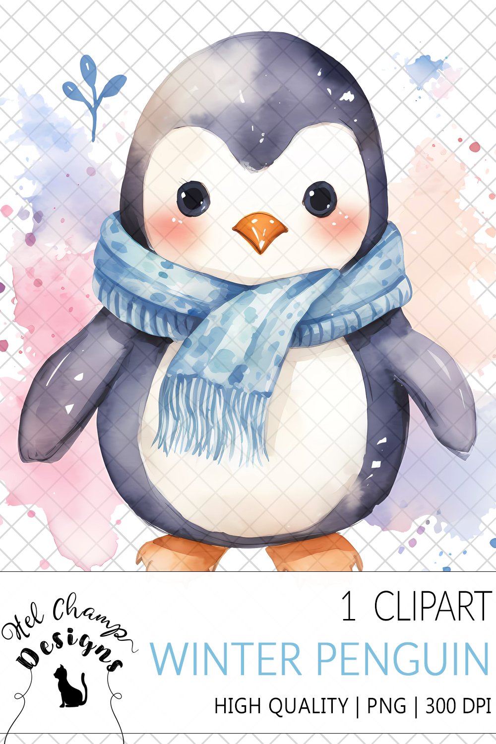 Winter penguin blue scarf transparent clipart