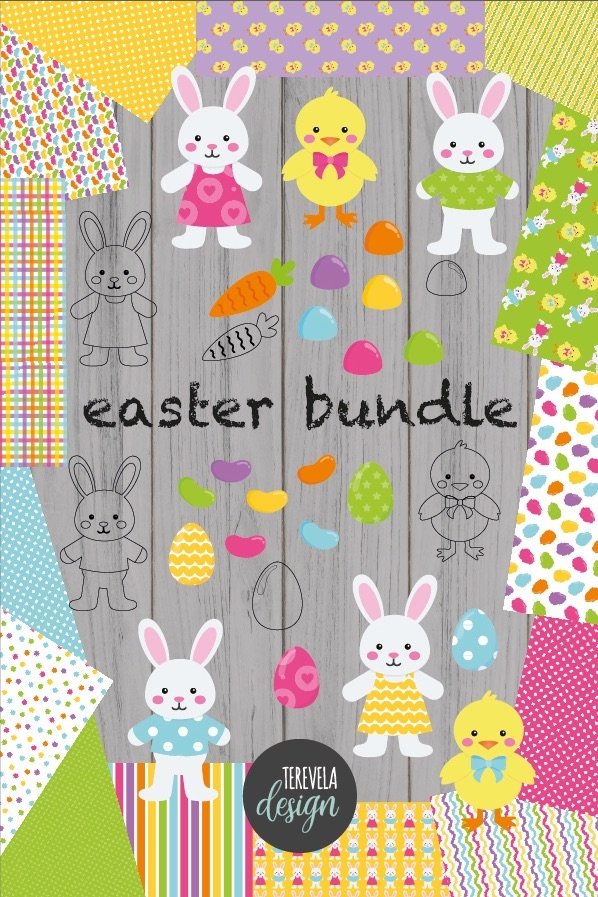 EASTER BUNDLE, EASTER CLIPART, EASTER PATTERN, EASTER STAMPS