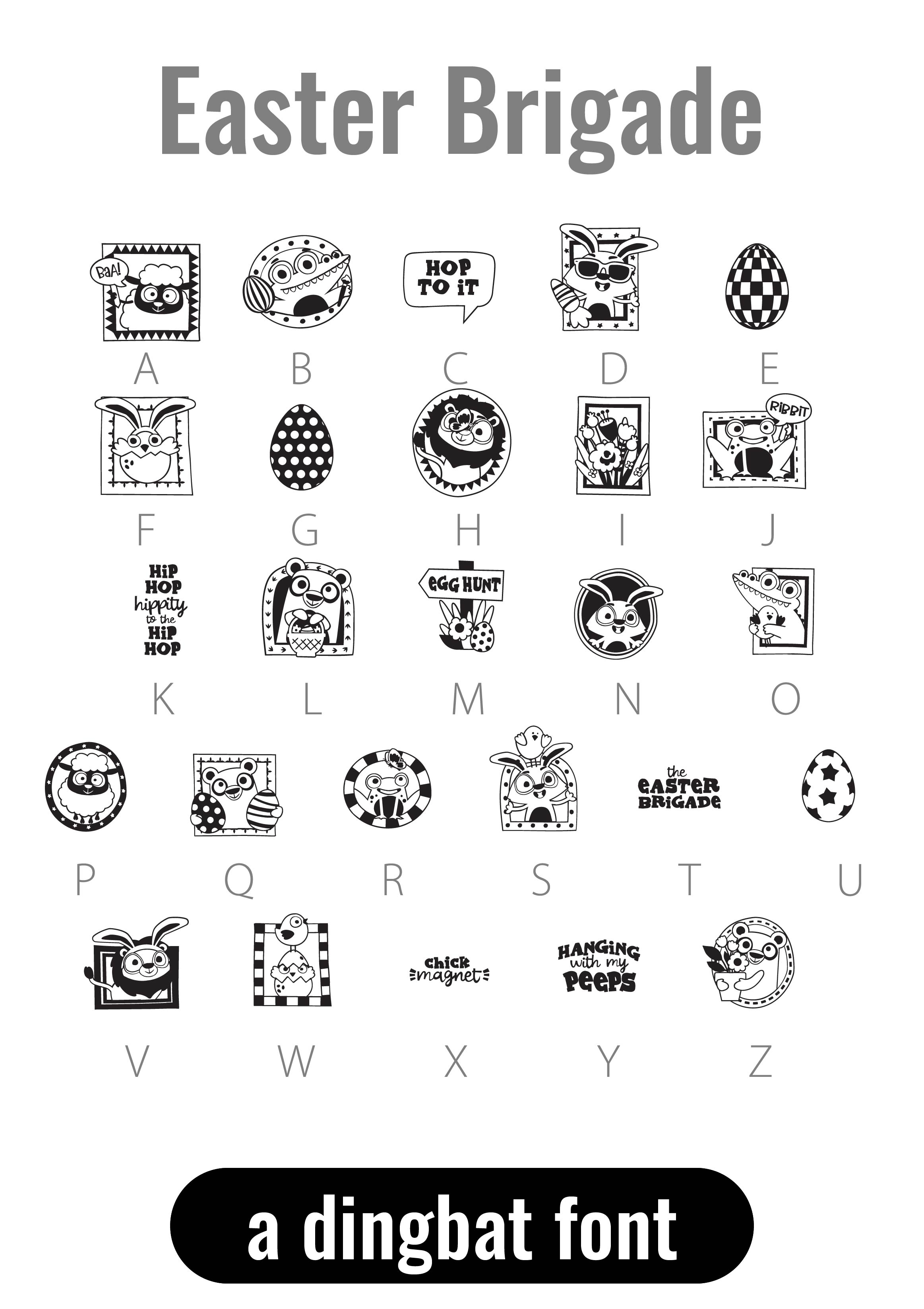 Two Easter Dingbat Fonts with 52 creative images