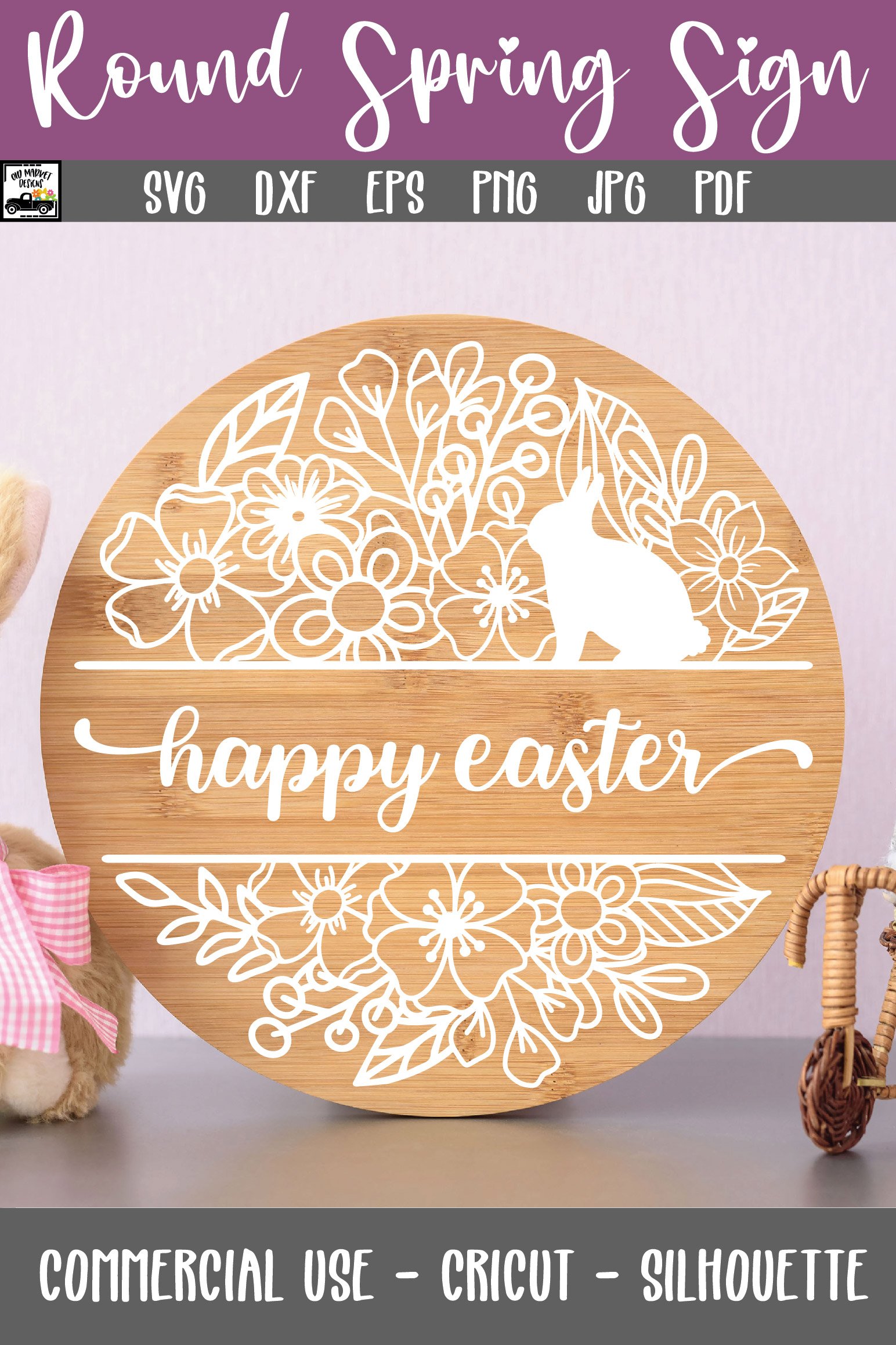 Happy Easter SVG File | Round Door Sign SVG File
