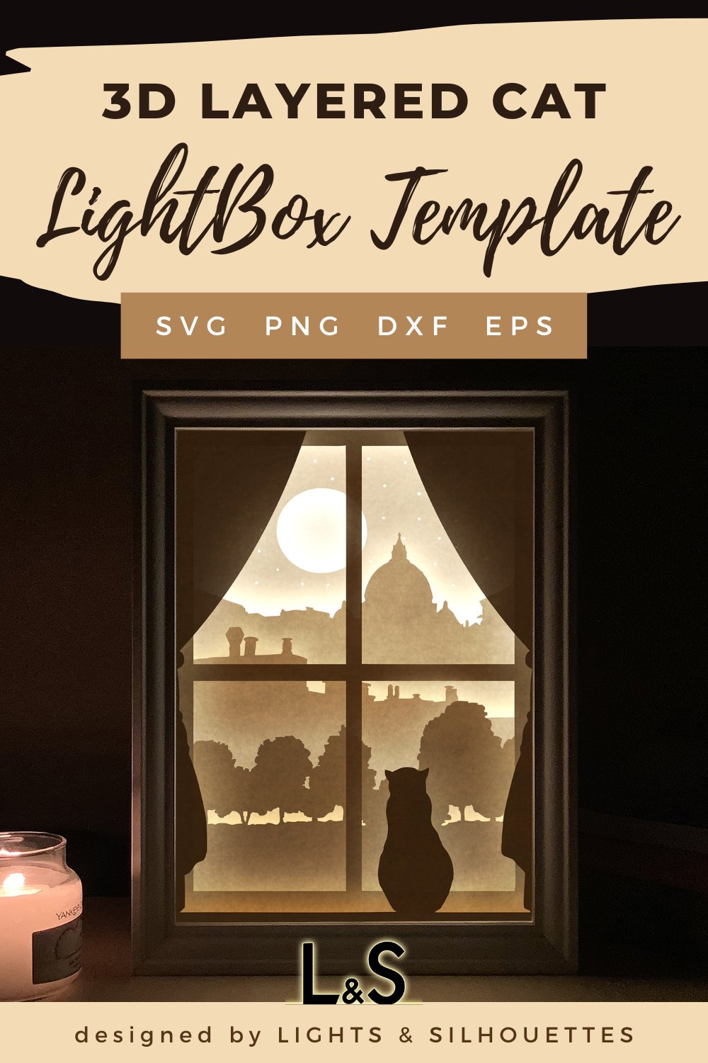 Cat Shadow Box | 3D Layered Papercut Svg