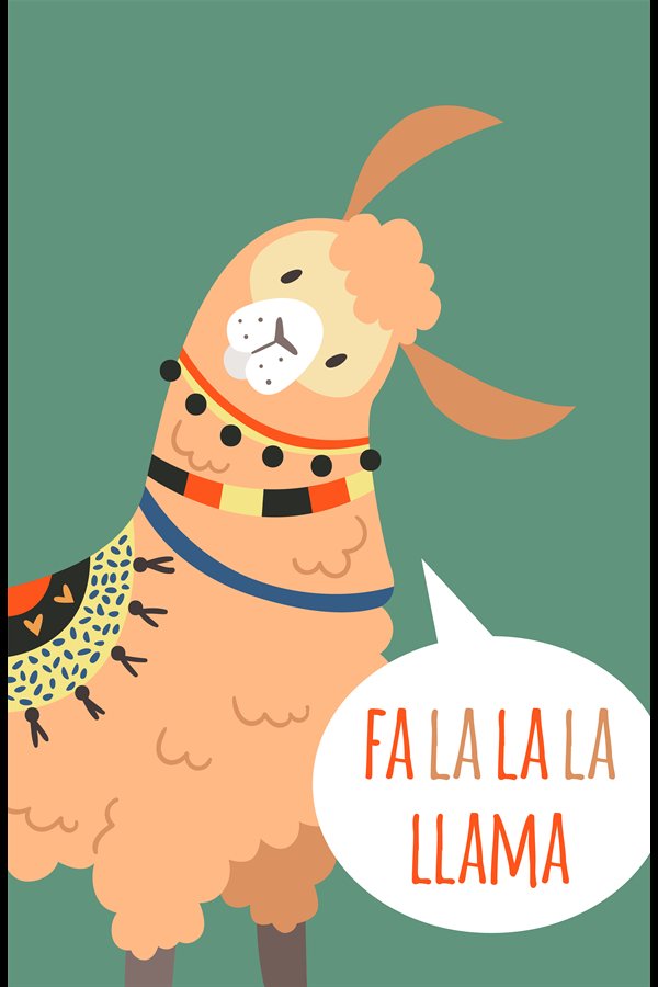 Fa la la la llama card. Alpaca singing Christmas song
