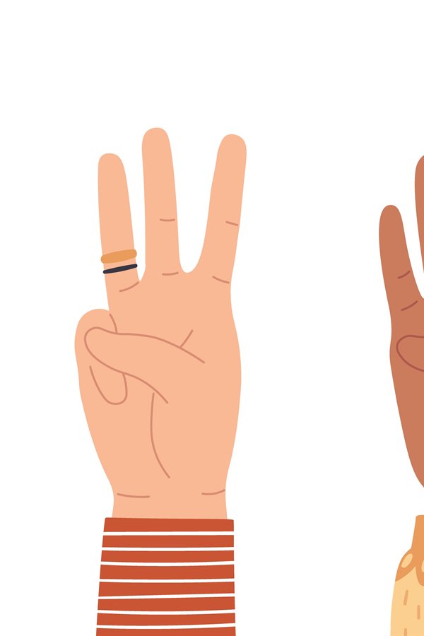 Hands counting. Count on fingers showing number one, two, th