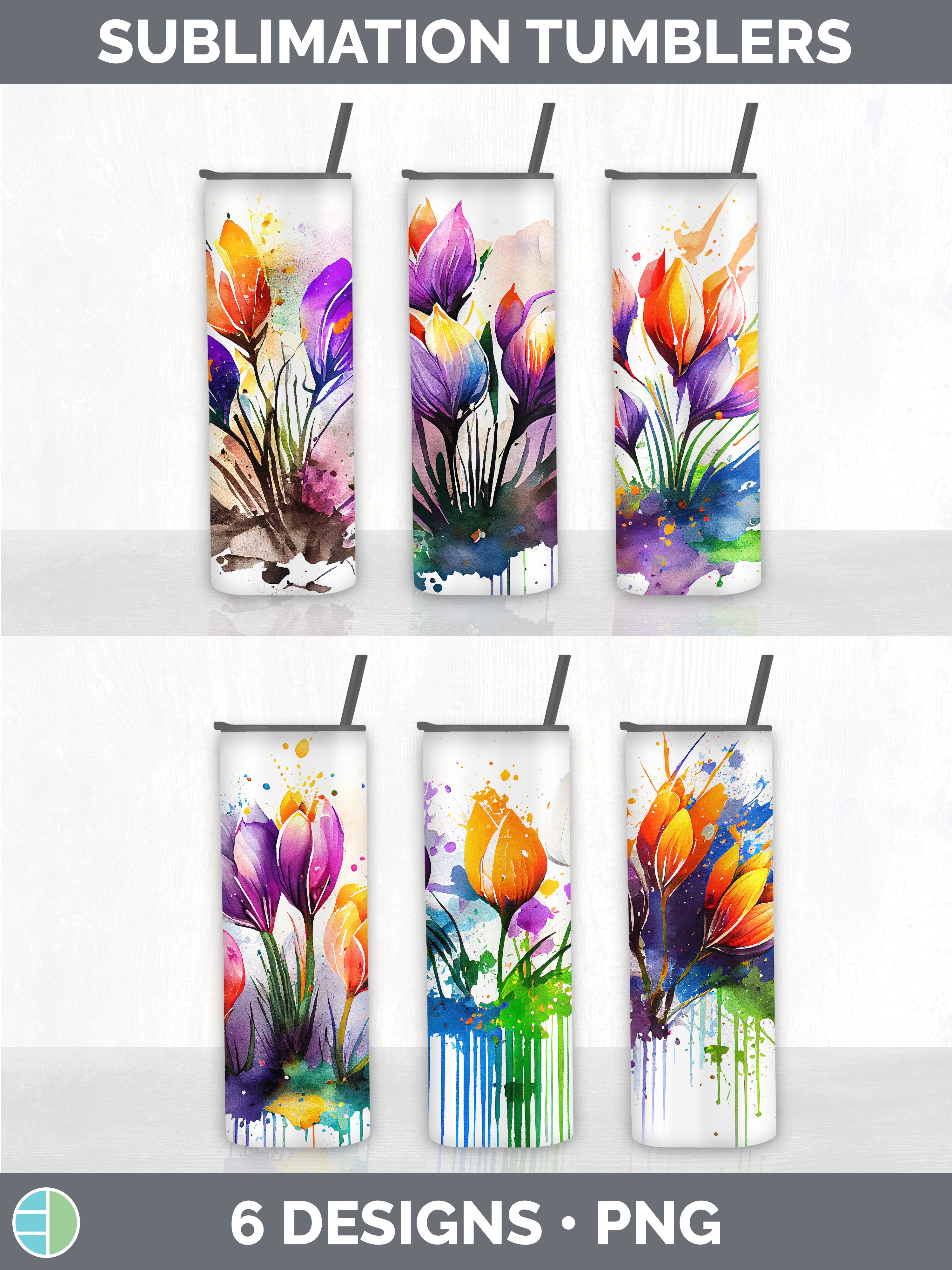 Rainbow Crocus Flowers Tumbler | Sublimation 20 oz Skinny Tu