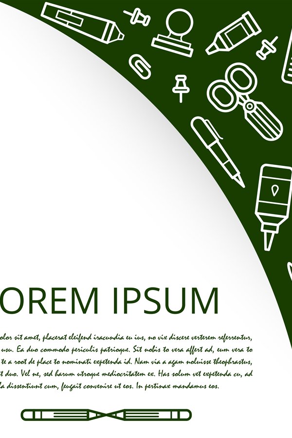 Office poster design with line stationey icons