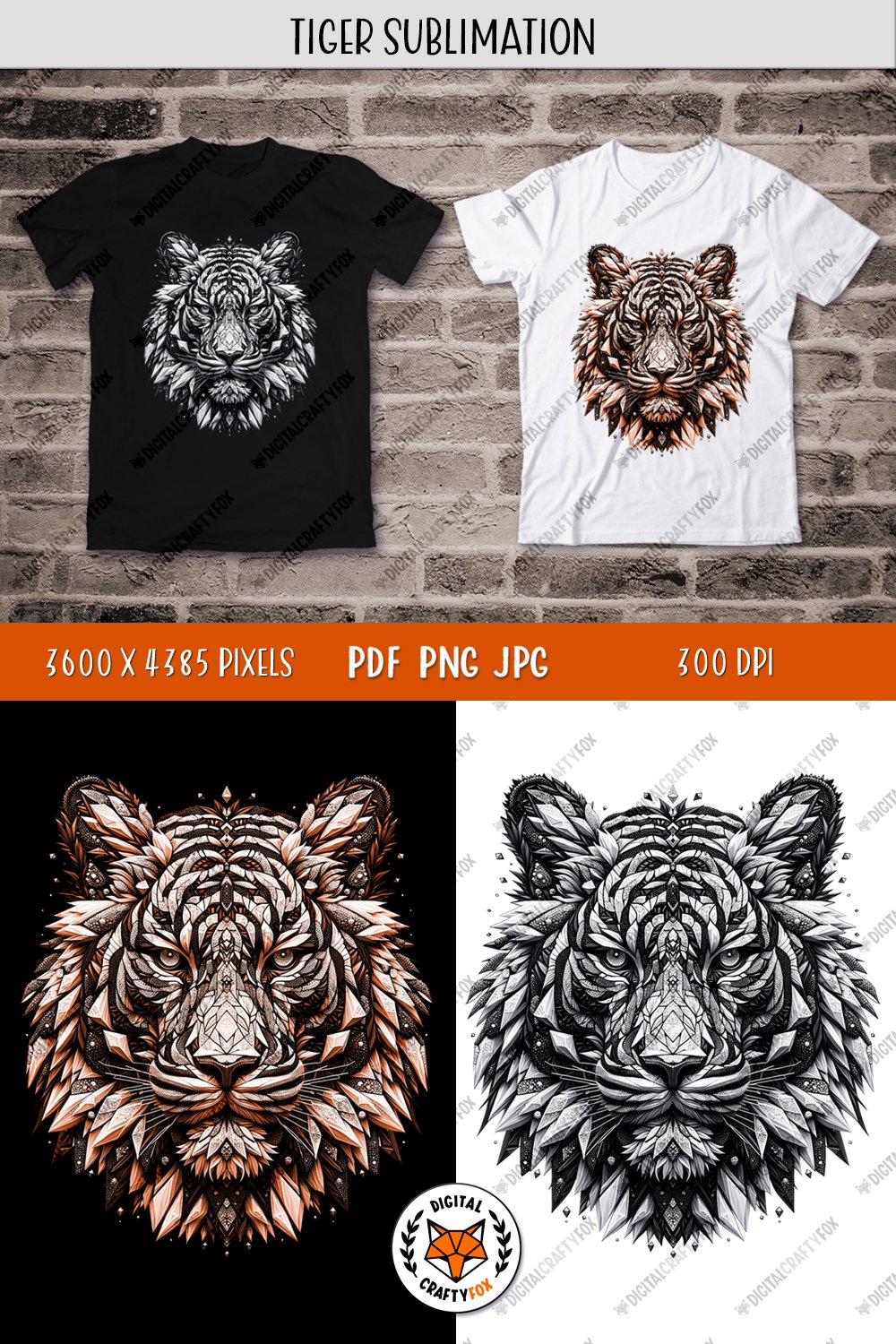 Tiger PNG, Tiger Head Sublimation, Tiger Watercolor PNG