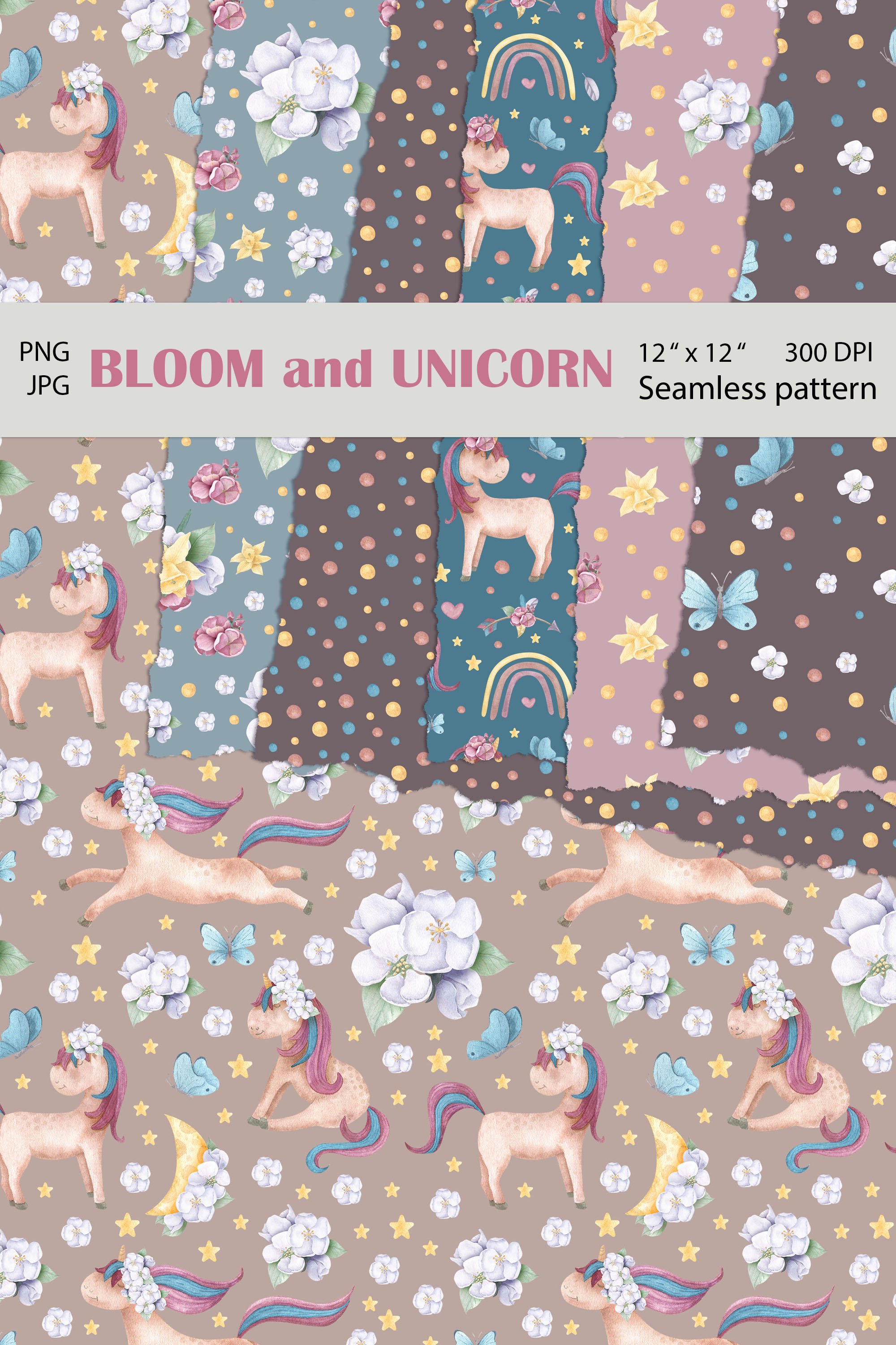 unicorn blooming digital seamless paper