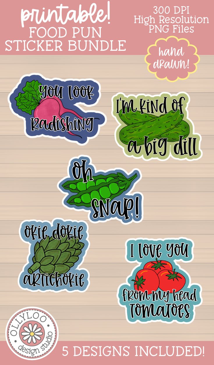 Food Pun Sticker Bundle #2 | Funny Pun Stickers Bundle