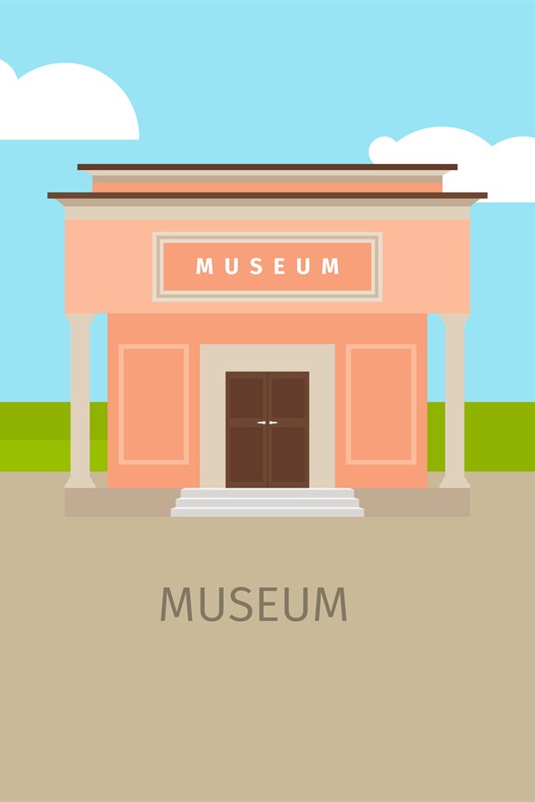 Colored museum building illustration